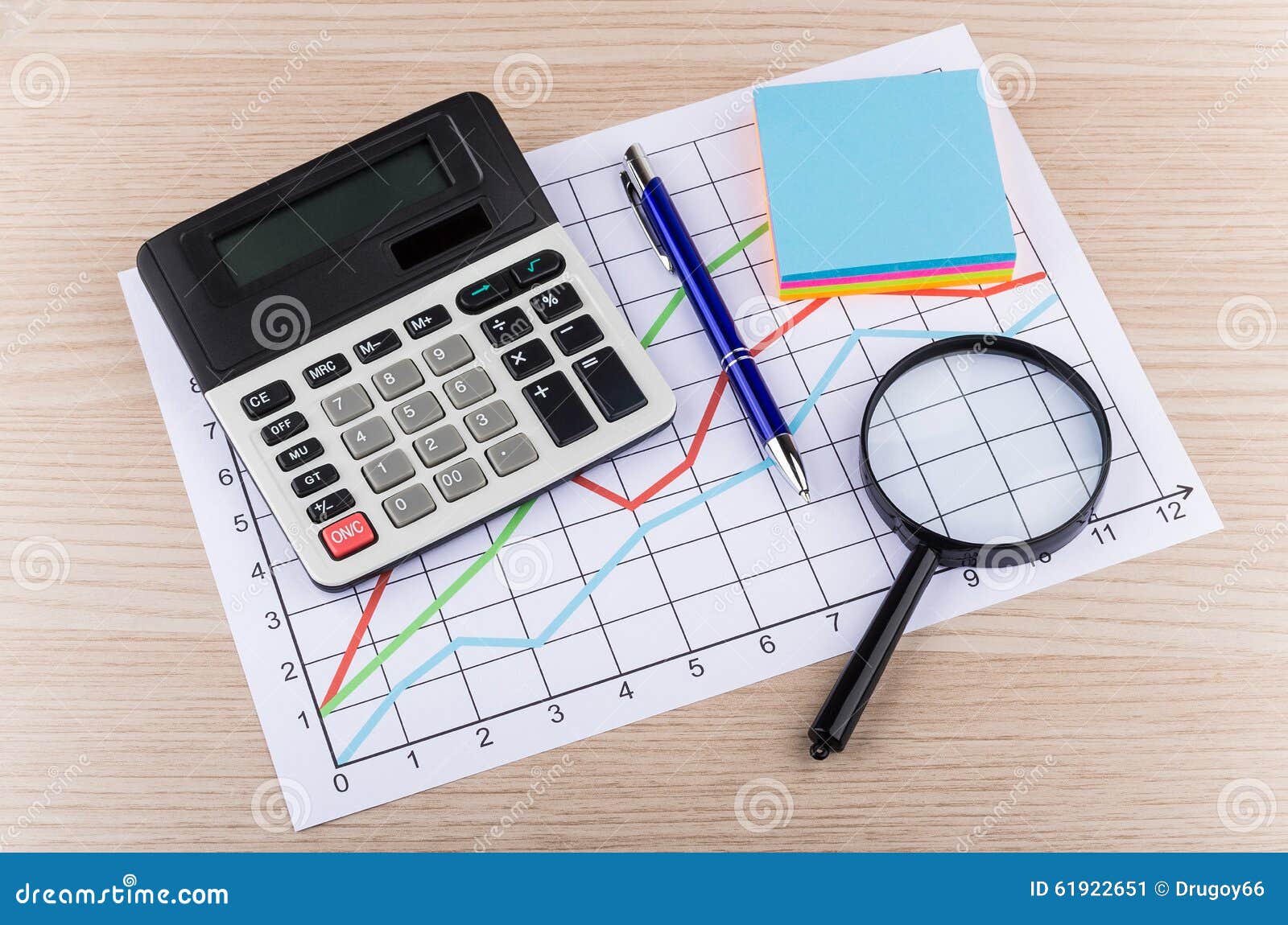 Printout with Graph, Calculator and Pen Stock Image - Image of paper ...