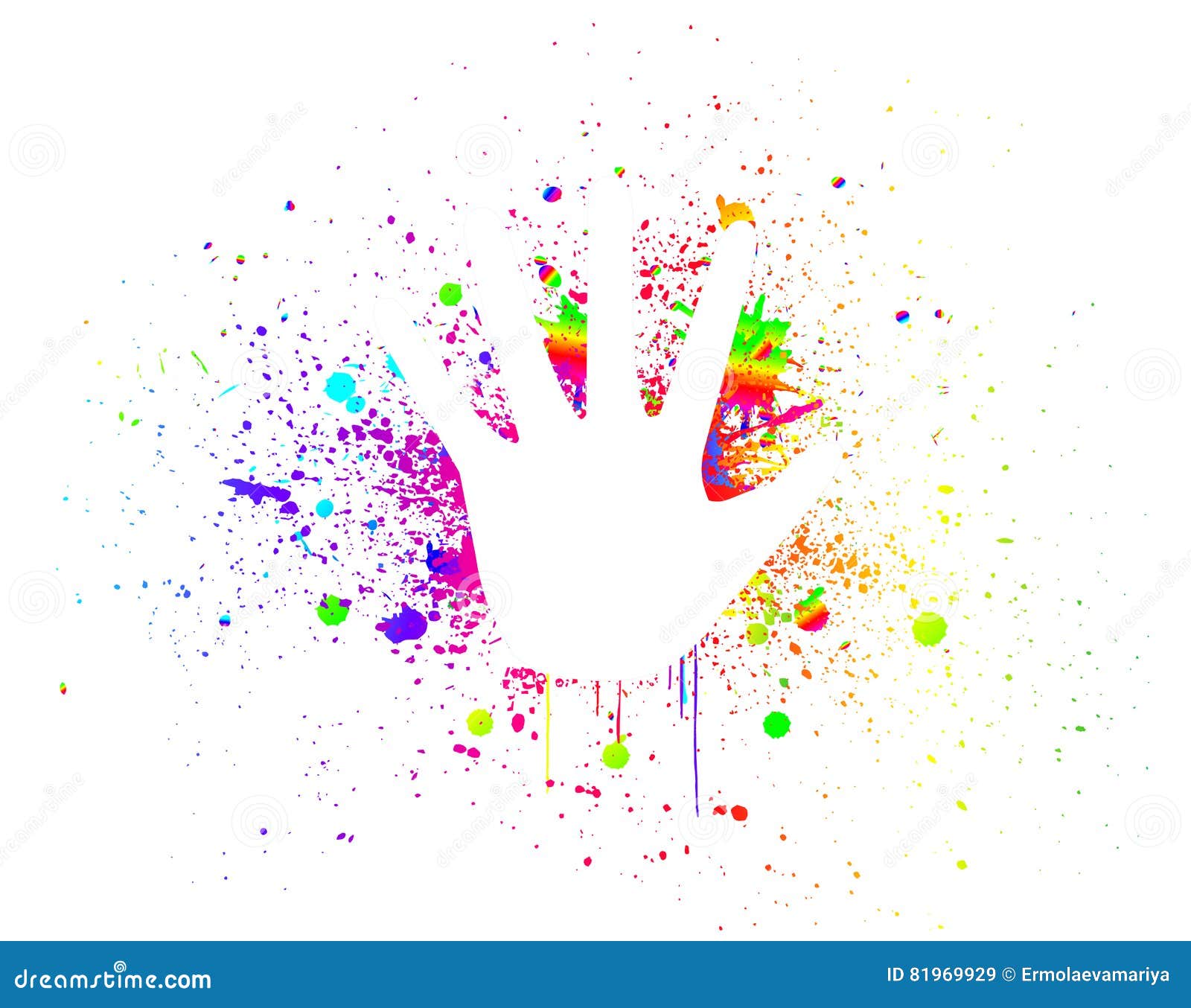 Prints of Hands on Ink Colorful Splash. Vector Stock Vector ...