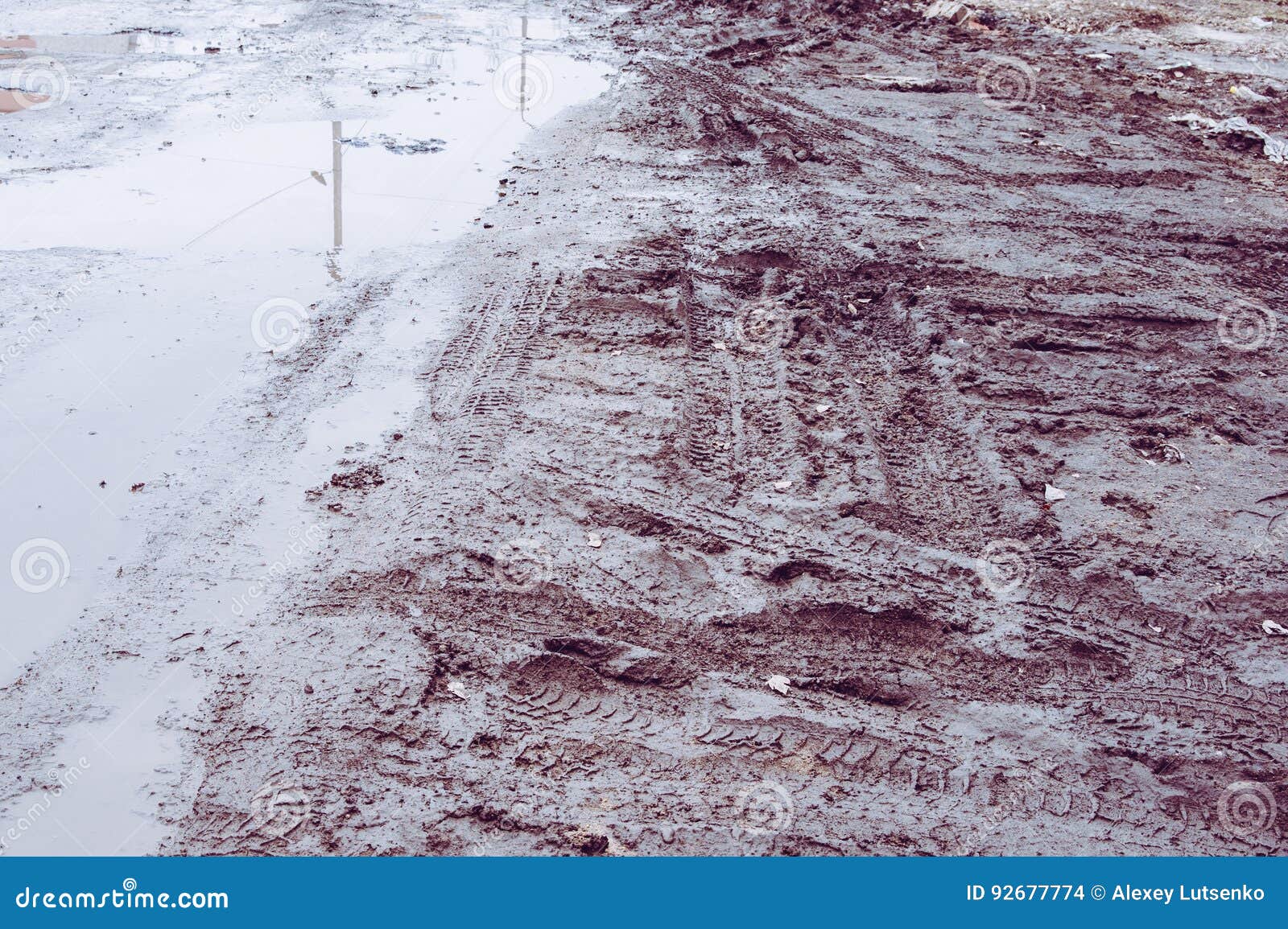 Prints in the mud stock photo. Image of impressions, offroad - 92677774
