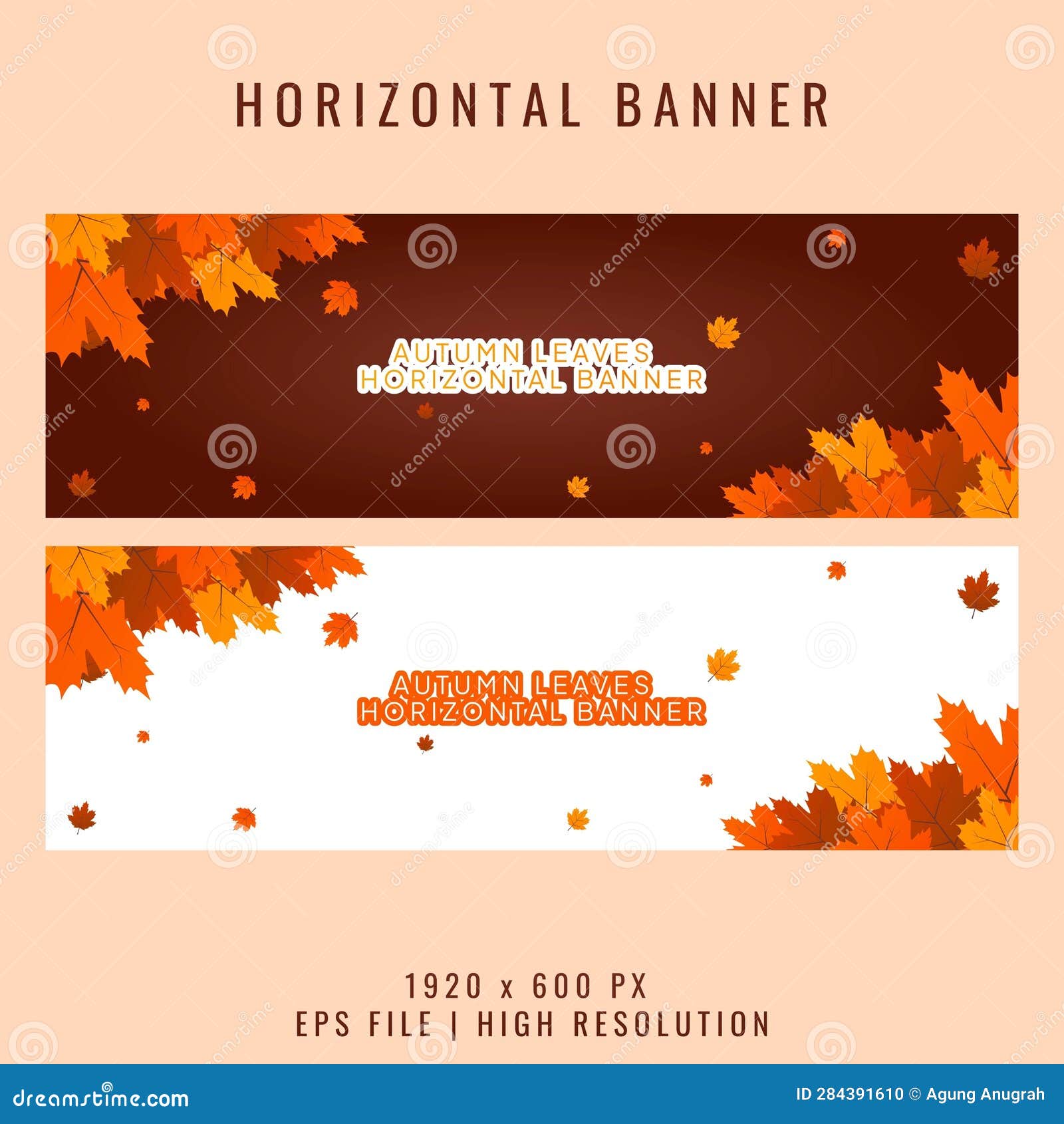 Set of Autumn Leaves Horizontal Banner Design Stock Vector ...