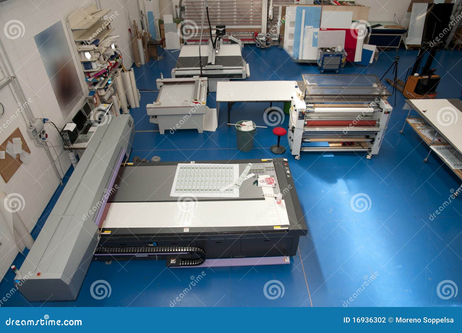 Printshop with Cutting Plotter Stock Photo - Image of large, material ...