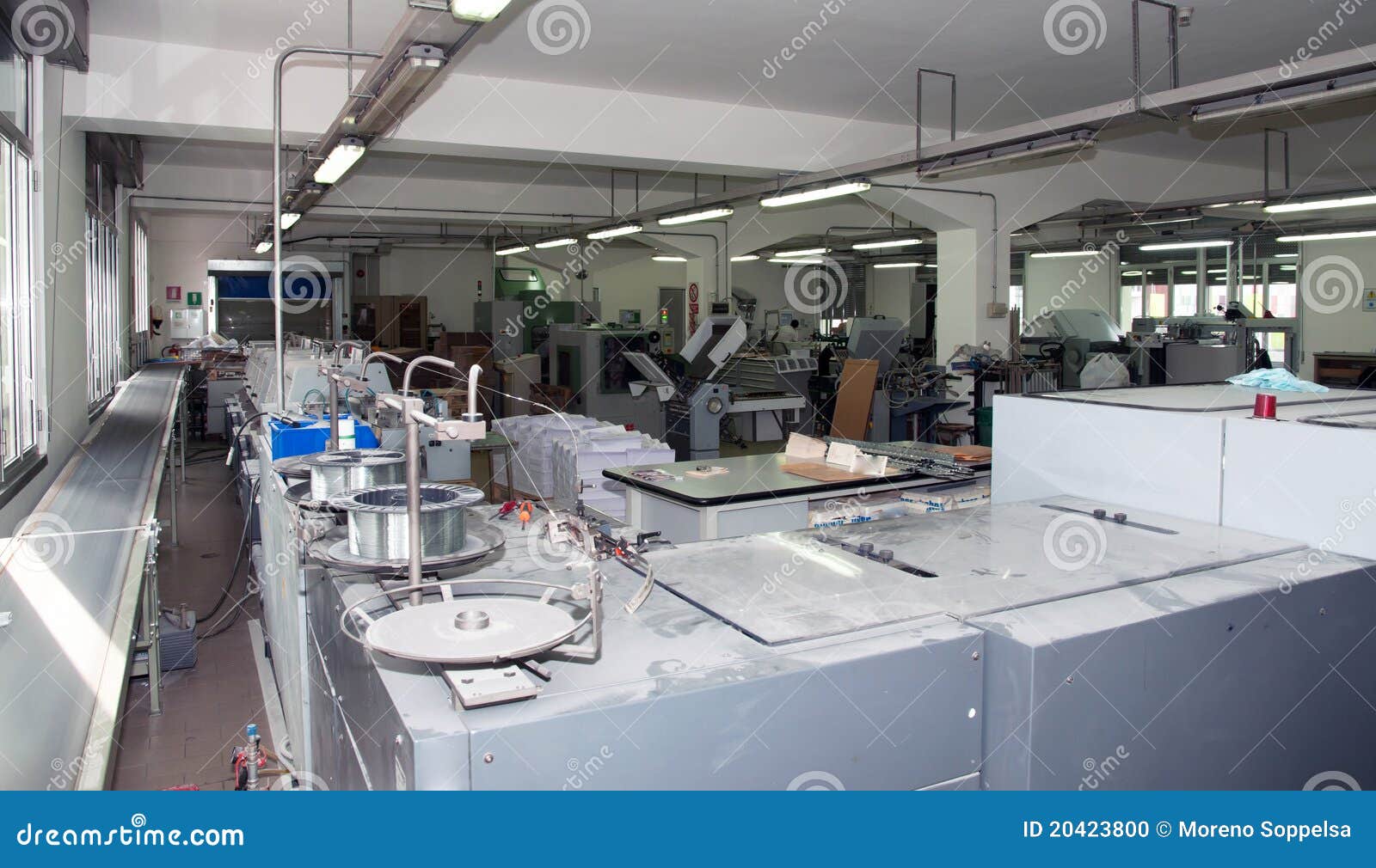 Printshop: Post Press Finishing Line Stock Photo - Image of magazines ...