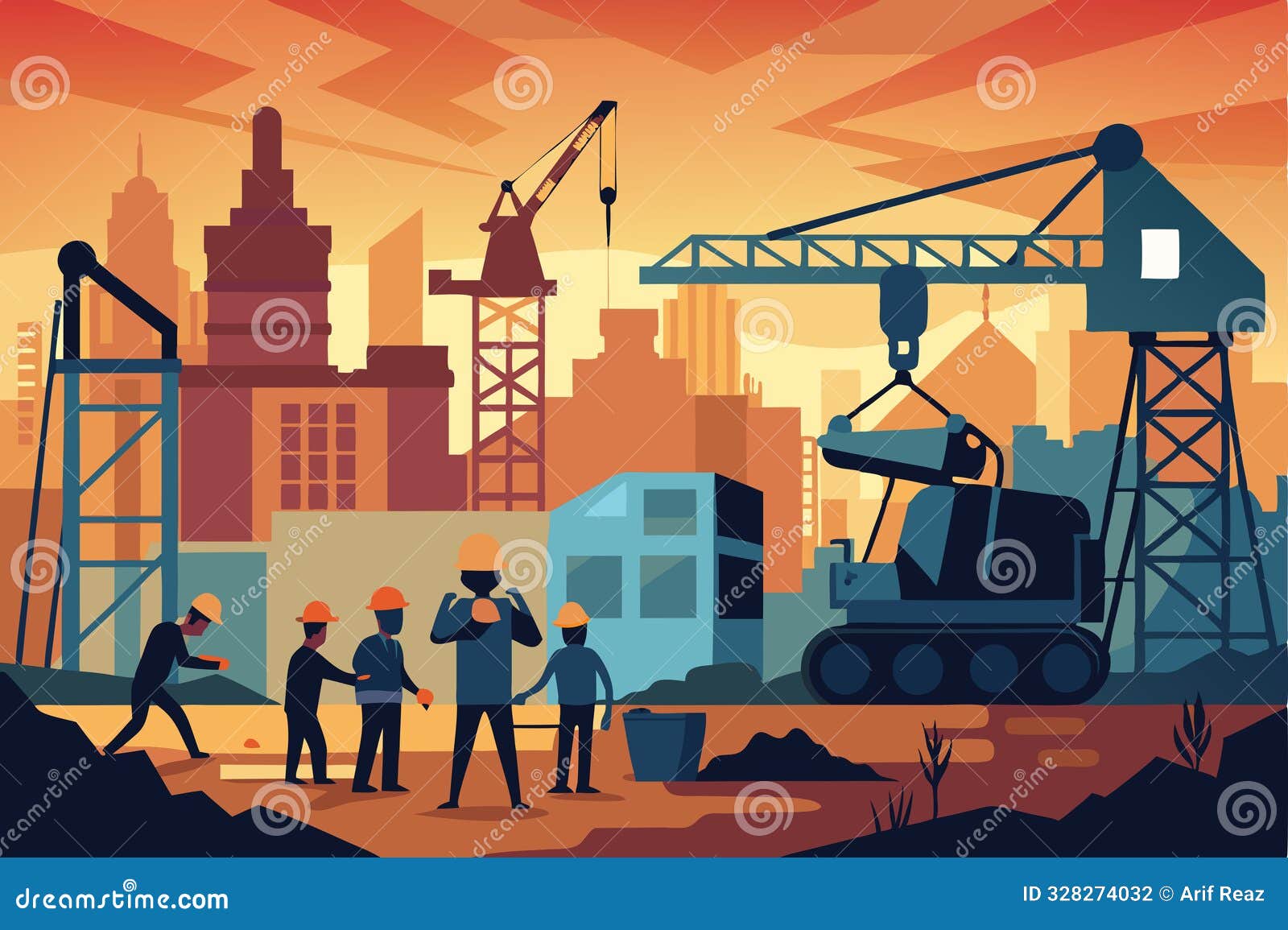 PrintSilhouetted Strength: Capturing the Grit of Construction Stock ...