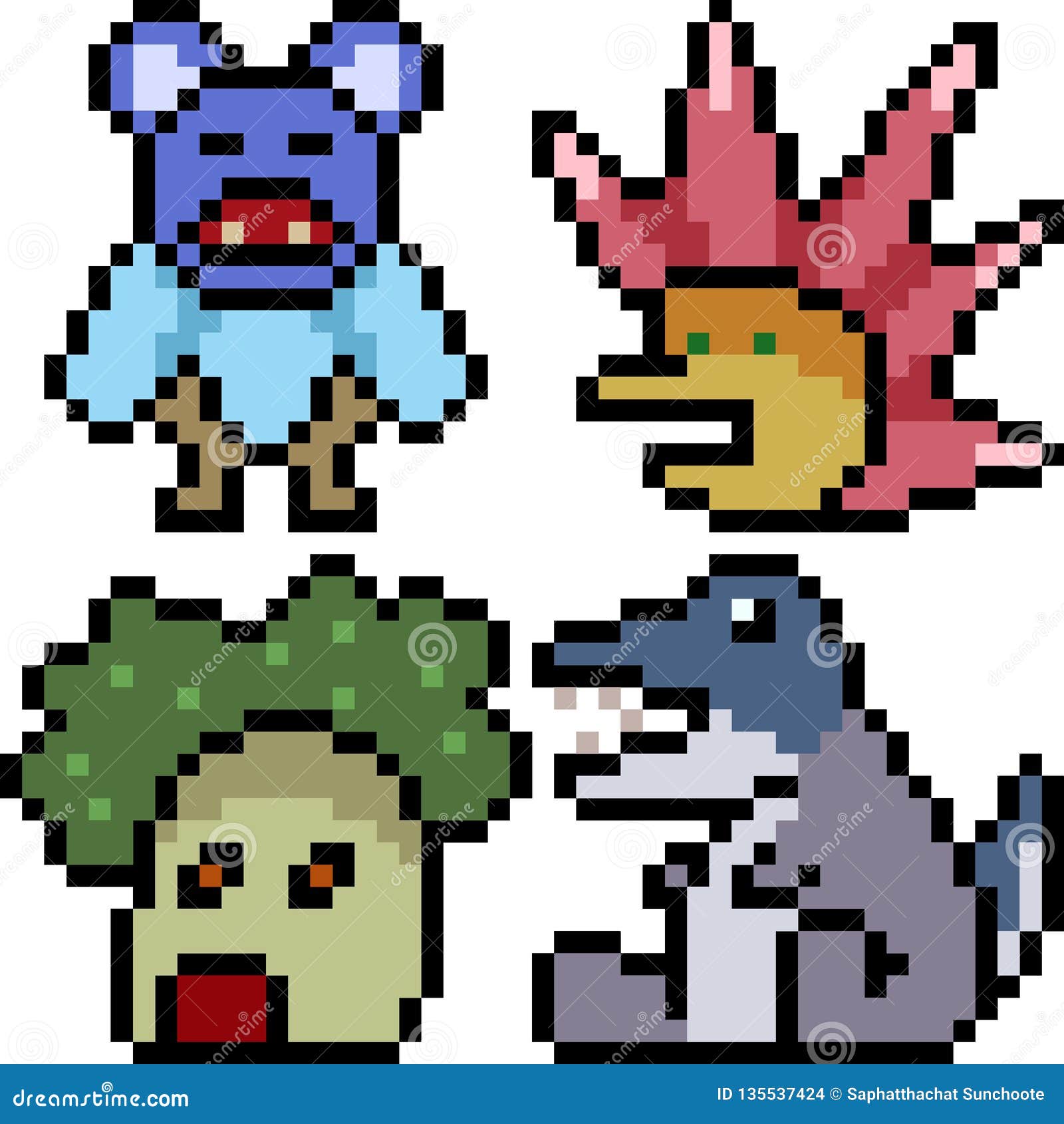 Printvector Pixel Art Monster Icon Stock Vector - Illustration of alien ...