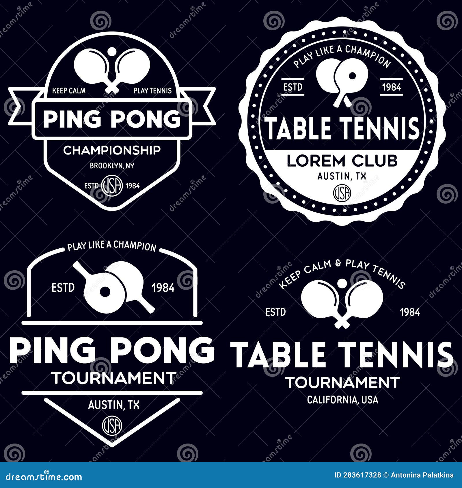 Printvector Set Of Ping Pong Logos, Emblems And Design Elements. Table ...