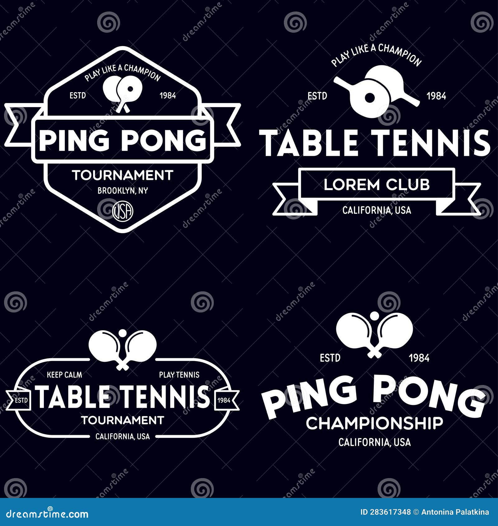 Printvector Set Of Ping Pong Logos, Emblems And Design Elements. Table ...