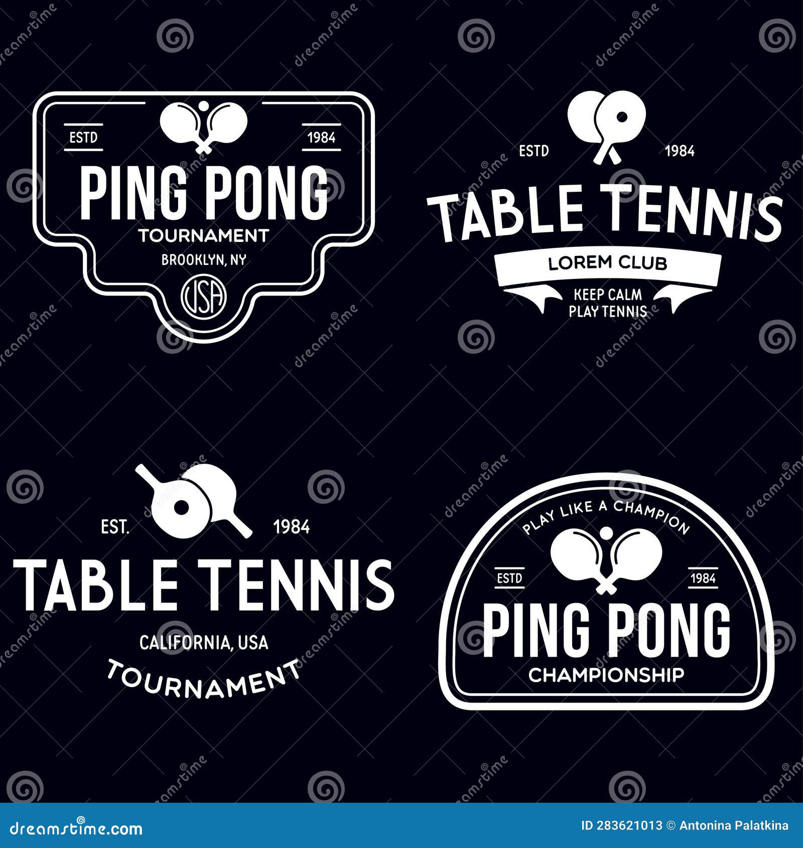 Printvector Set Of Ping Pong Logos, Emblems And Design Elements. Table ...