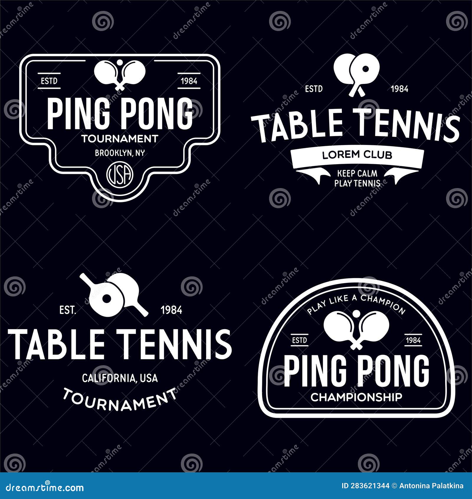 Printvector Set Of Ping Pong Logos, Emblems And Design Elements. Table ...