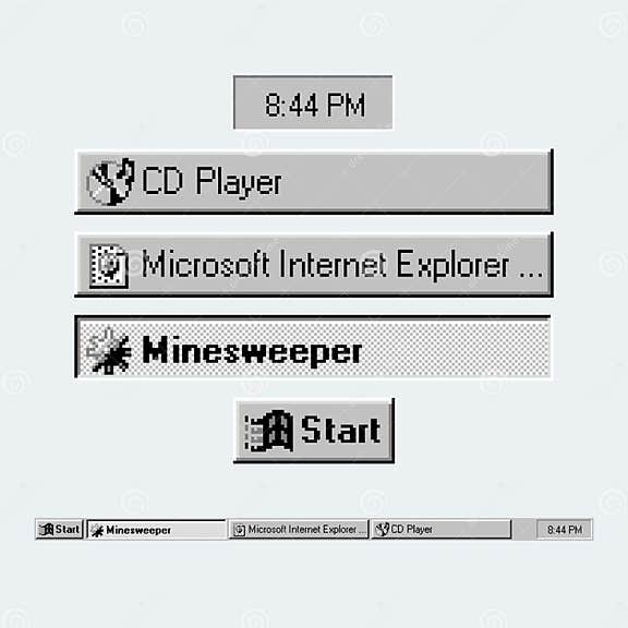 PrintWindows 98 - Pixel Art Old Computer Desktop Interface in Black ...