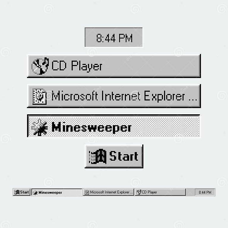 PrintWindows 98 - Pixel Art Old Computer Desktop Interface in Black ...