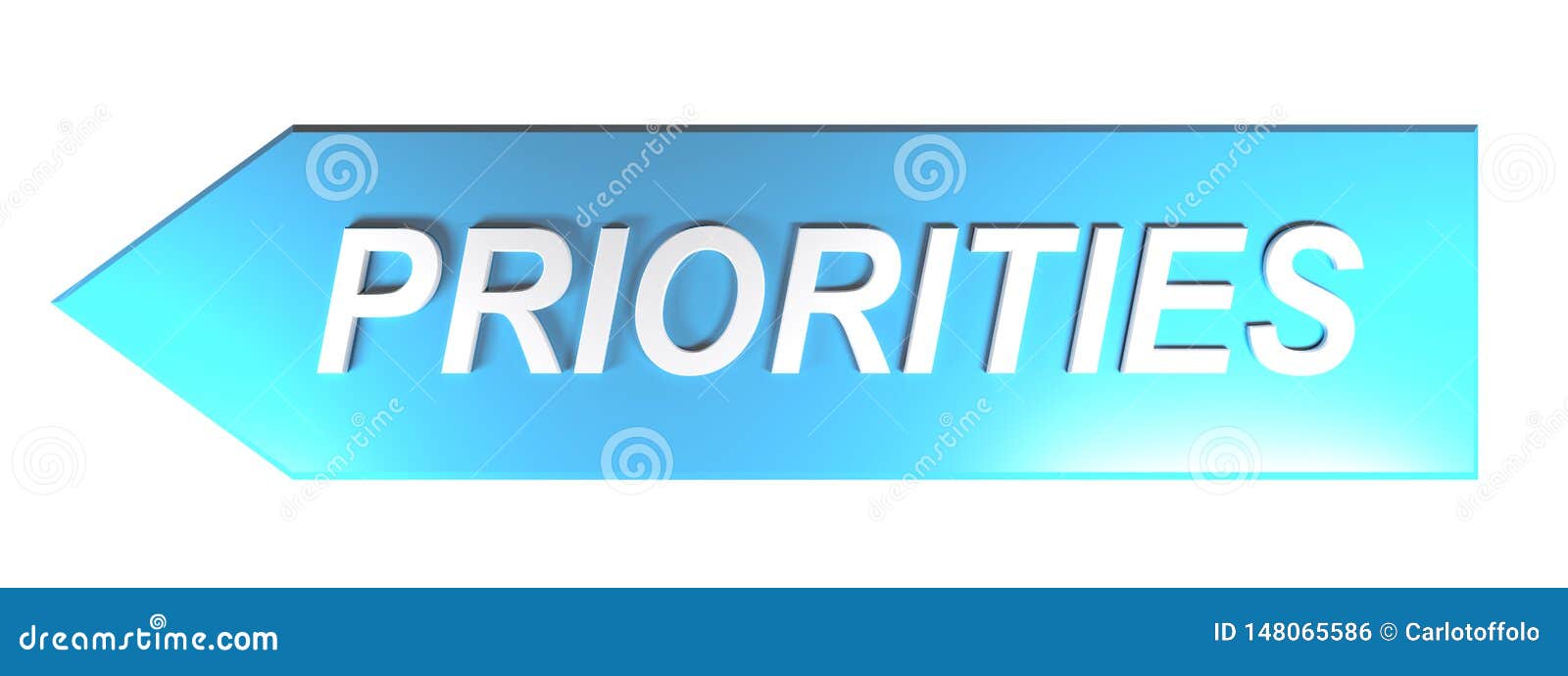 PRIORITIES on Blue Arrow - 3D Rendering Stock Illustration ...