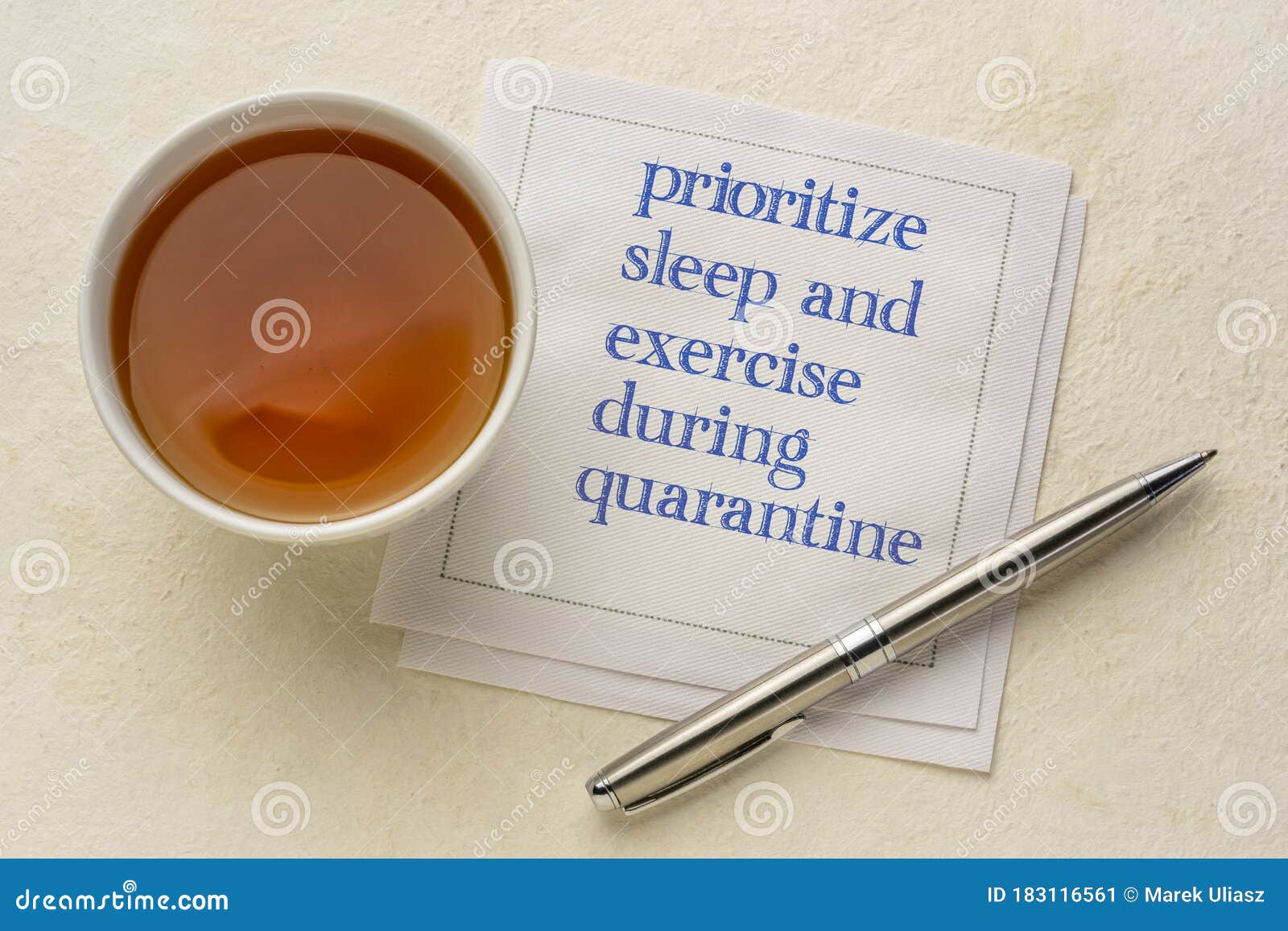 Prioritize Sleep and Exercise during Quarantine Stock Image - Image of ...