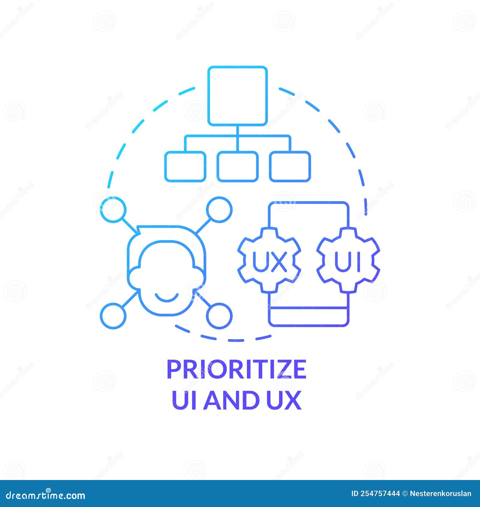 Prioritize UI and UX Blue Gradient Concept Icon Stock Vector ...