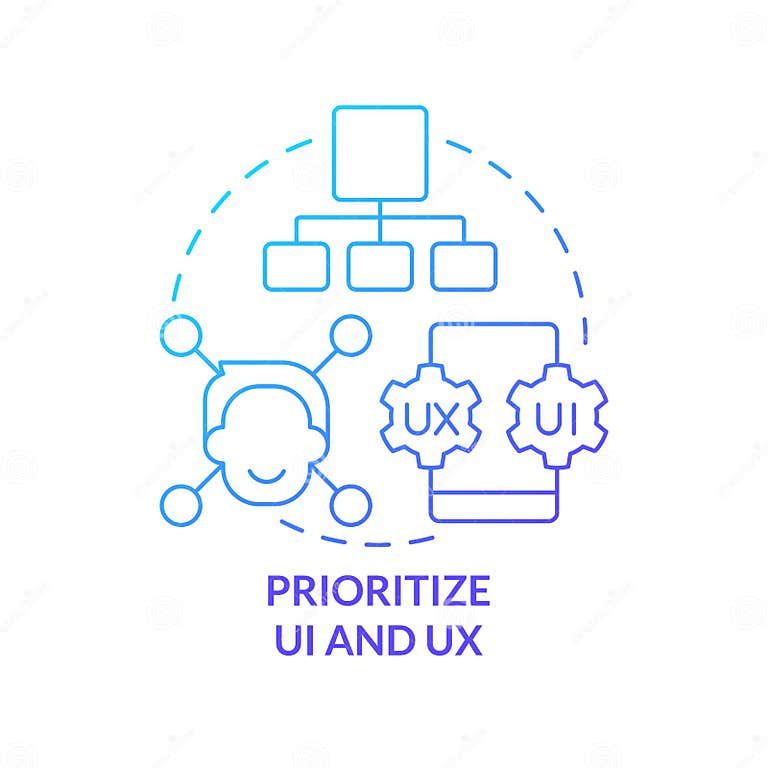 Prioritize UI and UX Blue Gradient Concept Icon Stock Vector ...