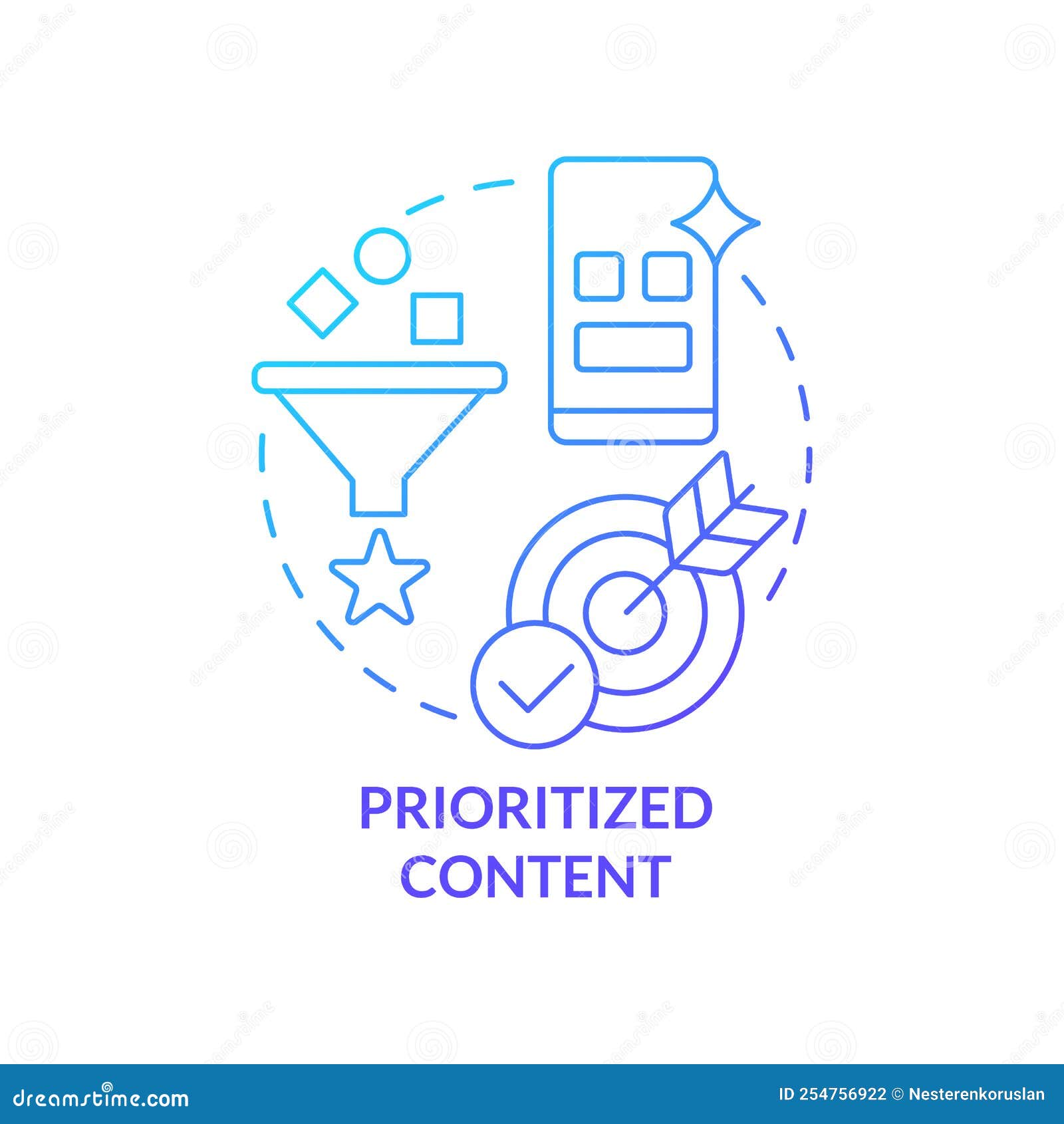 Prioritized Content Blue Gradient Concept Icon Stock Vector ...