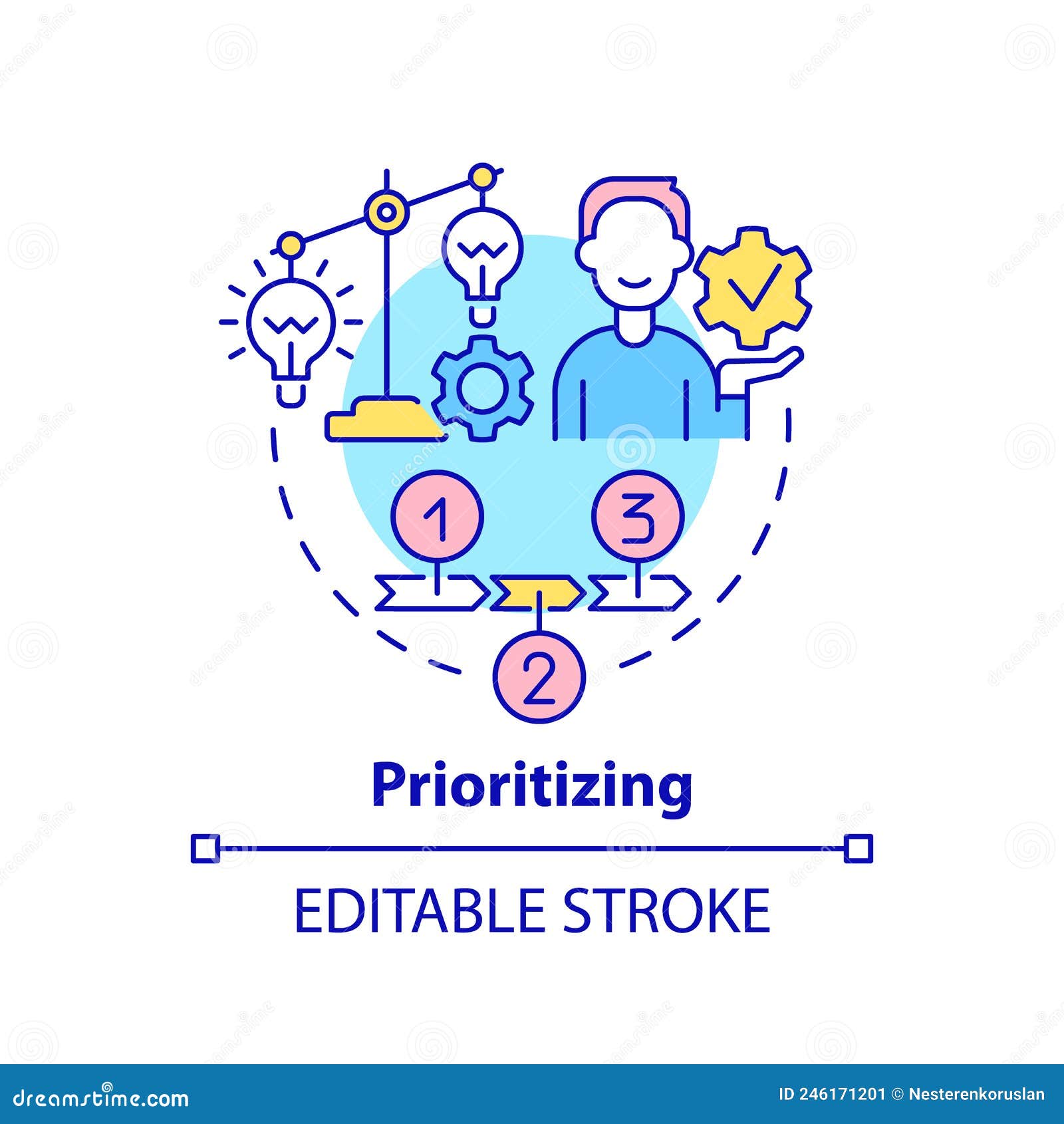 Prioritizing concept icon stock vector. Illustration of brainstorming ...