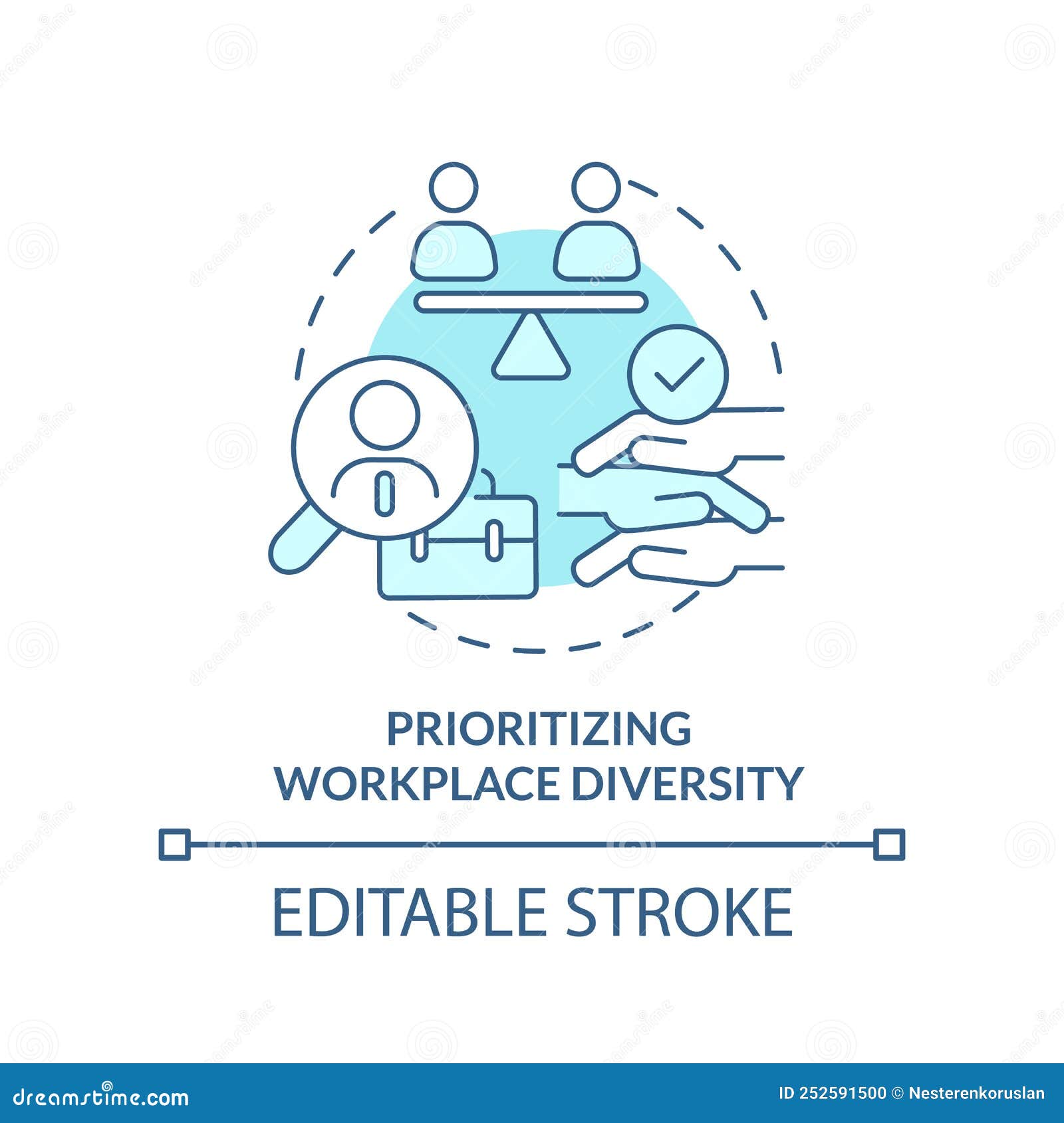 Prioritizing Workplace Diversity Turquoise Concept Icon Stock Vector ...