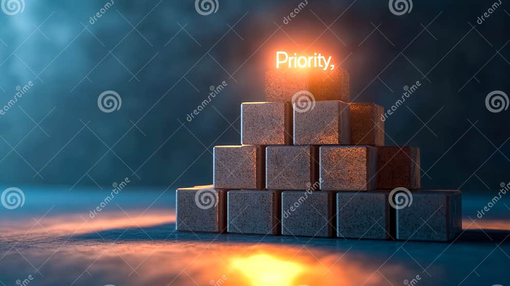 Priority Concept Being Illuminated on Top of Stone Blocks Stock Image ...