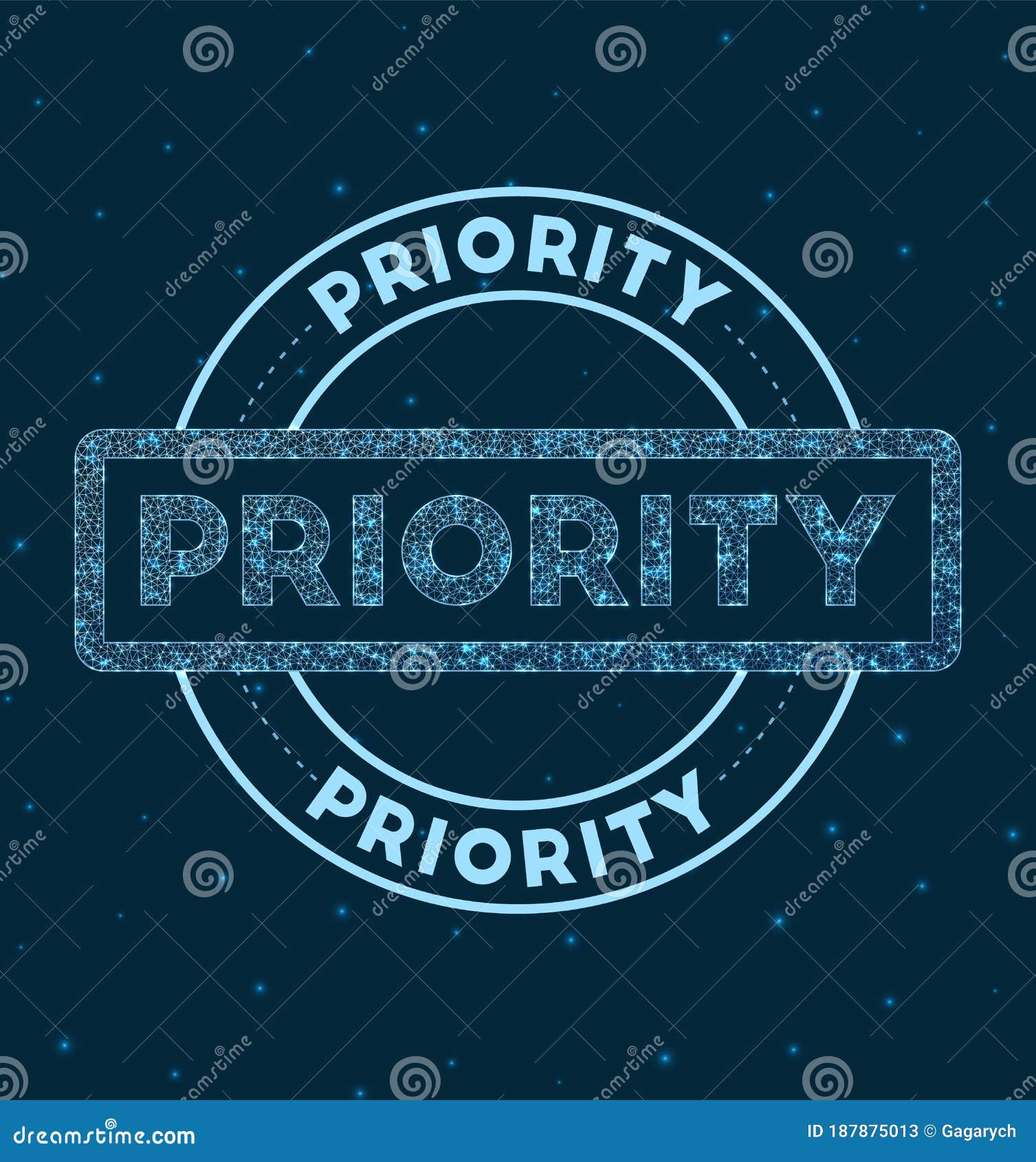 Priority. Glowing Round Badge Stock Vector - Illustration of graphic ...