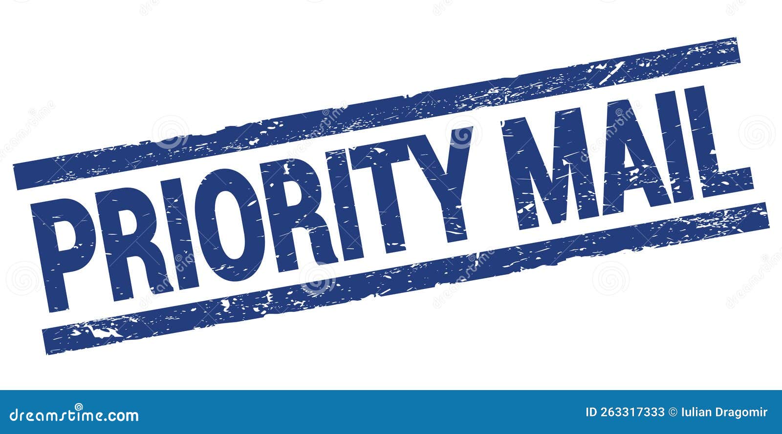 PRIORITY MAIL Text on Blue Rectangle Stamp Sign Stock Illustration ...