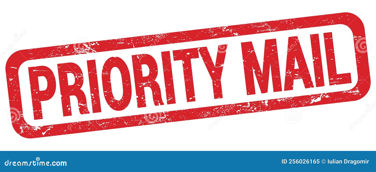 PRIORITY MAIL Text Written on Red Rectangle Stamp Stock Illustration ...