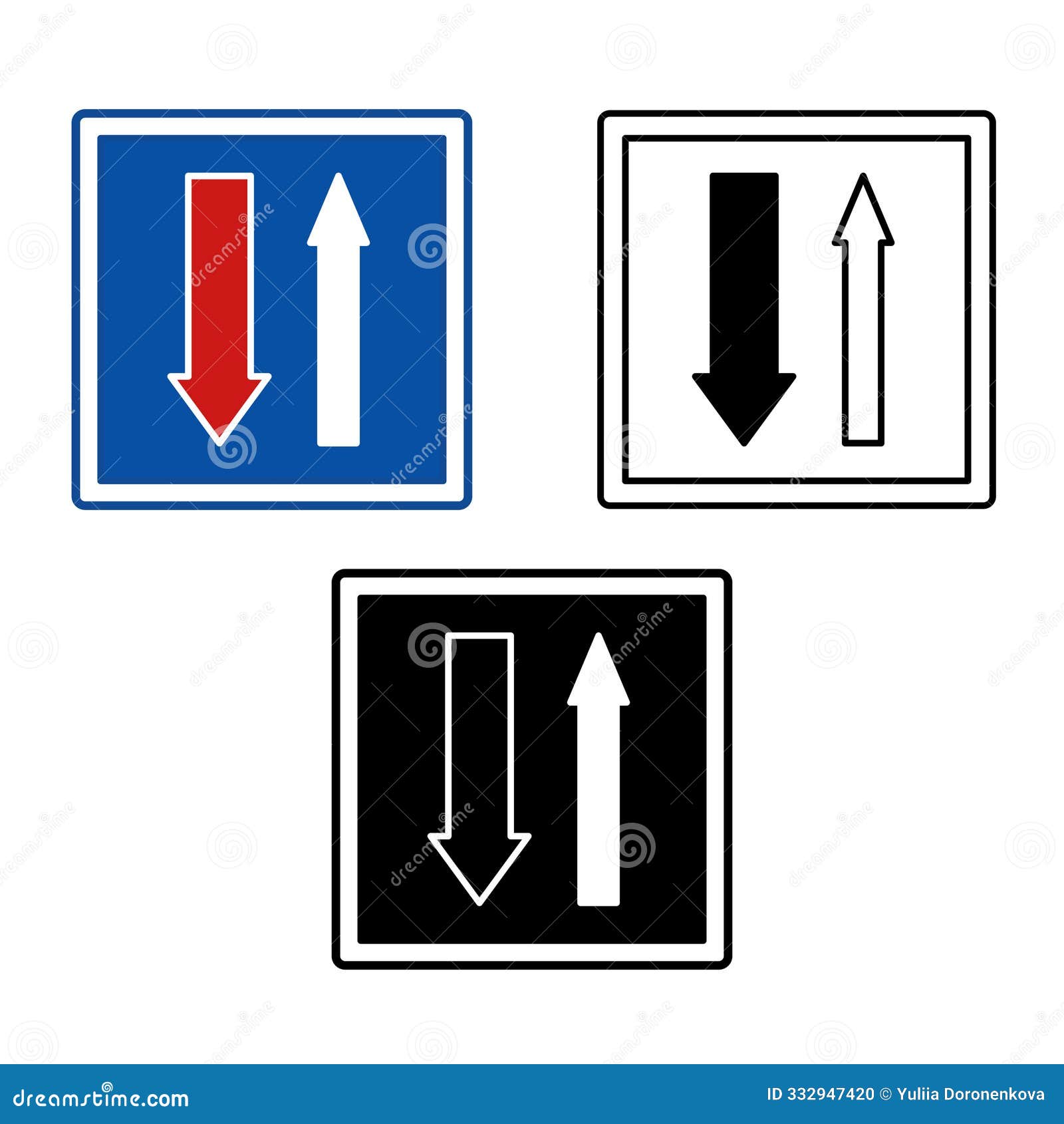 Priority Over Oncoming Signs. Stock Illustration - Illustration of ...