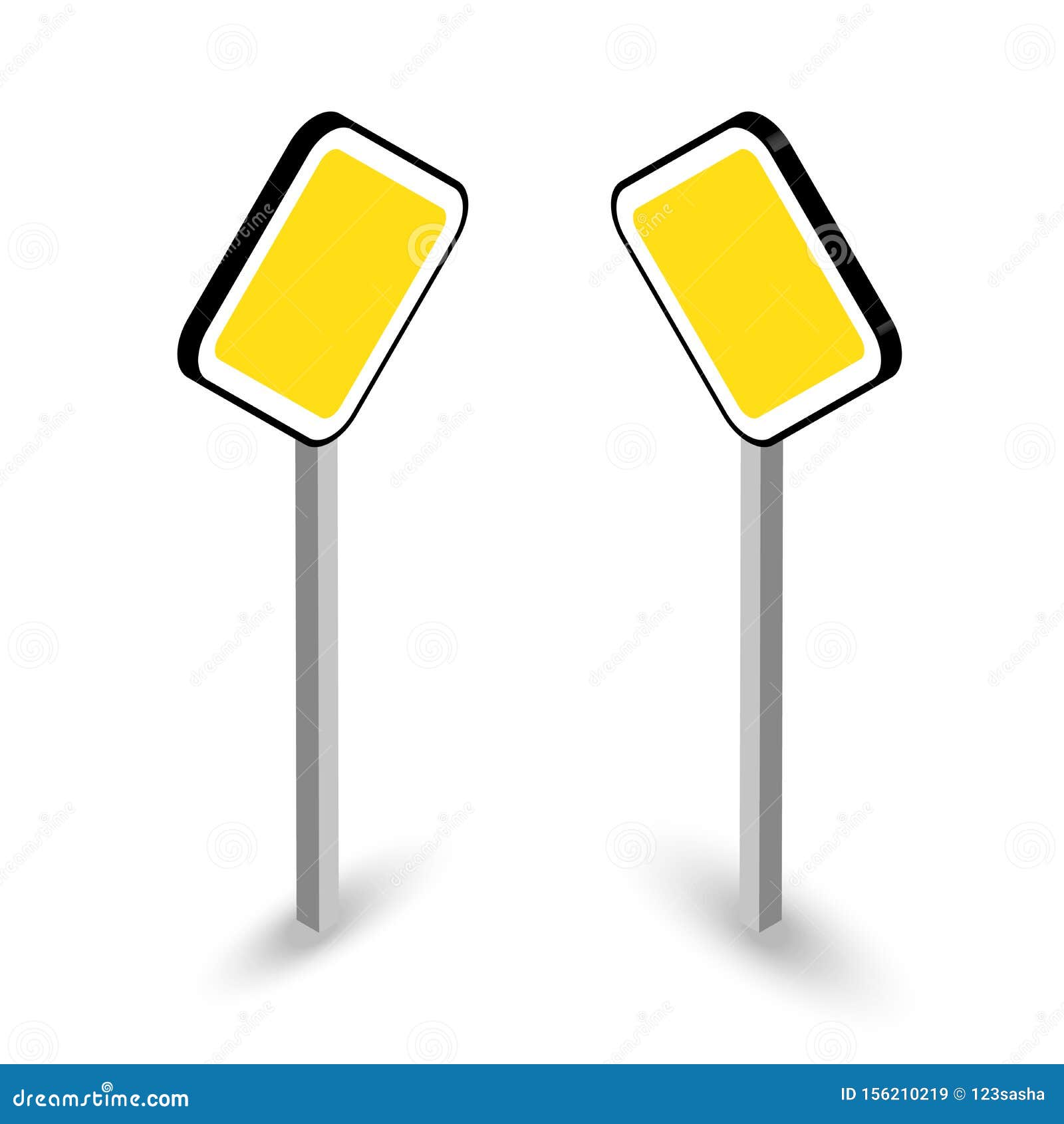 Priority Road Isometric Sign Set on the White Stock Vector ...