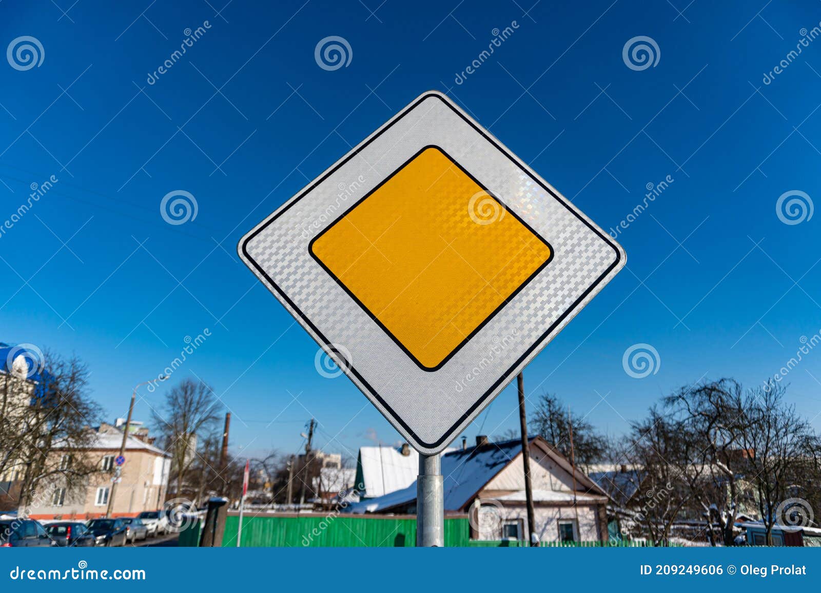 Priority Road Sign, Sign Main Road on Blue Sky Background Stock Photo ...