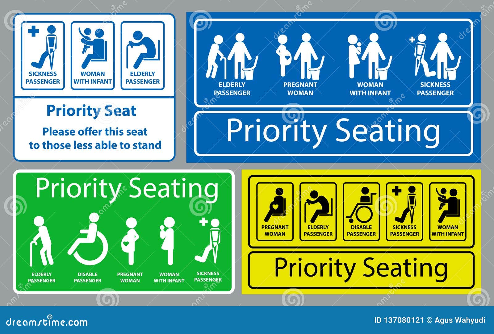 Priority Seat Sticker. Using in Public Transportation, Like Bus, Train ...