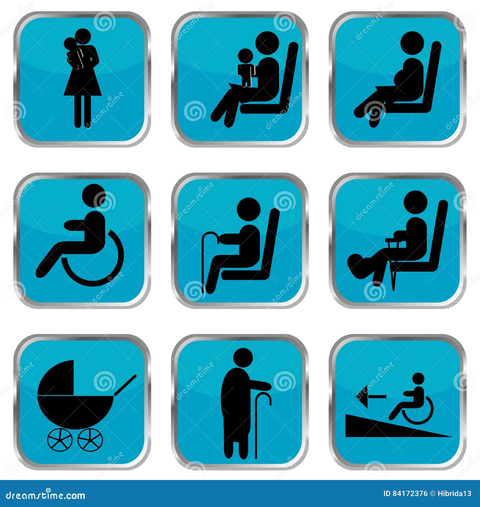 Priority Seating Icons For Sticker Cartoon Vector | CartoonDealer.com ...
