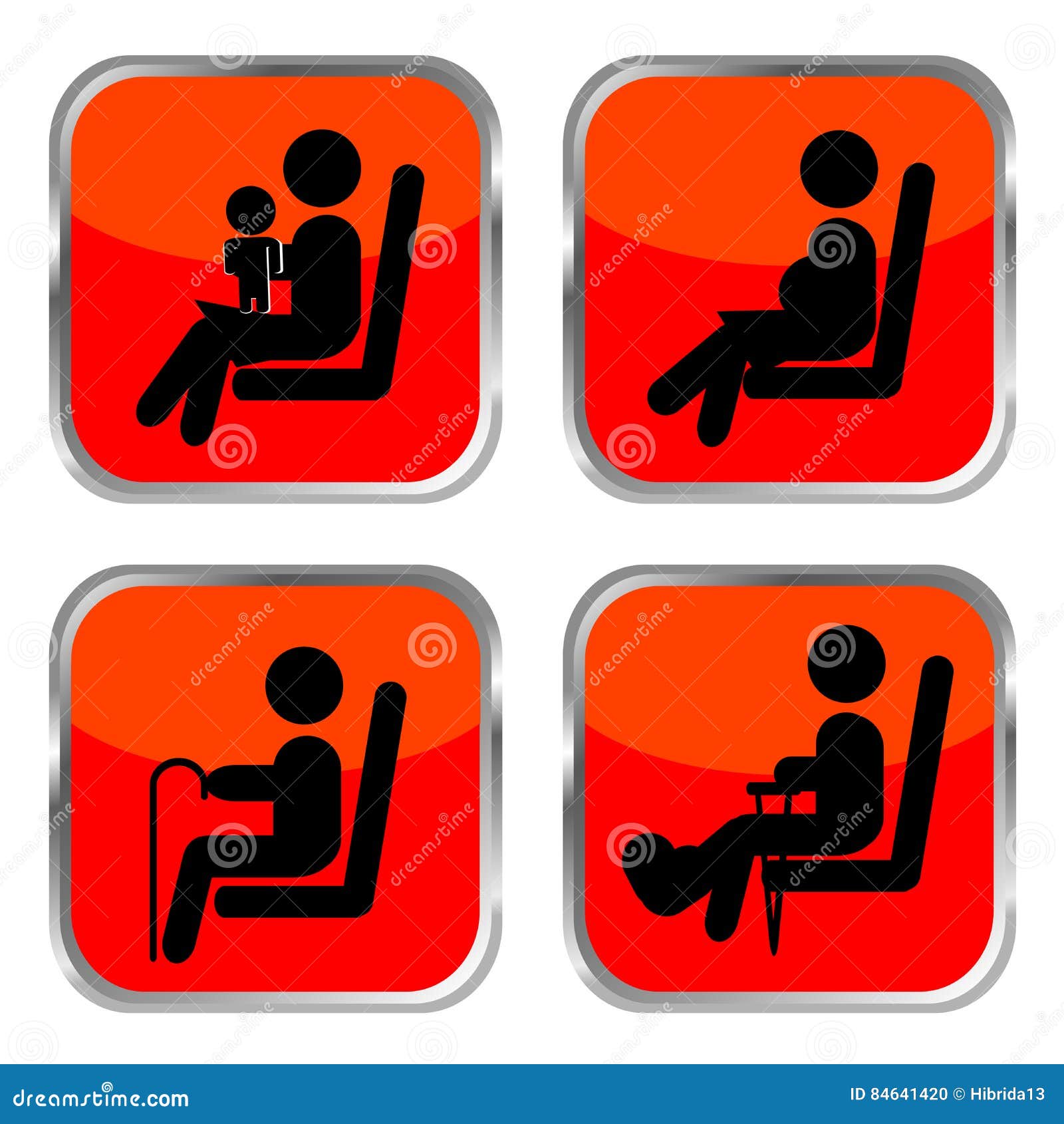 Priority Seating Icons For Sticker Cartoon Vector | CartoonDealer.com ...