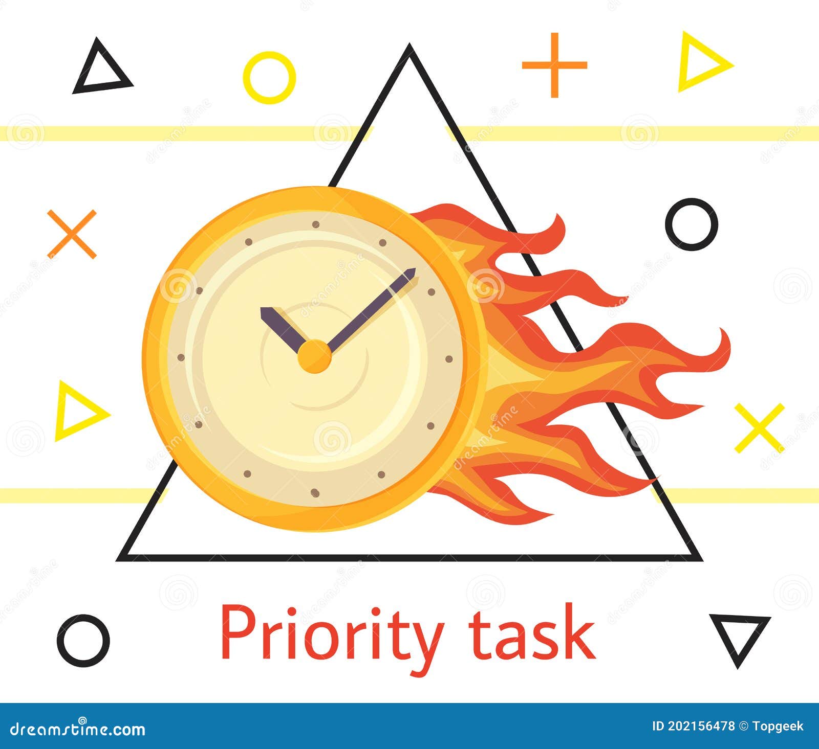Priority Task Concept Illustration with Wall Round Yellow Clock is ...