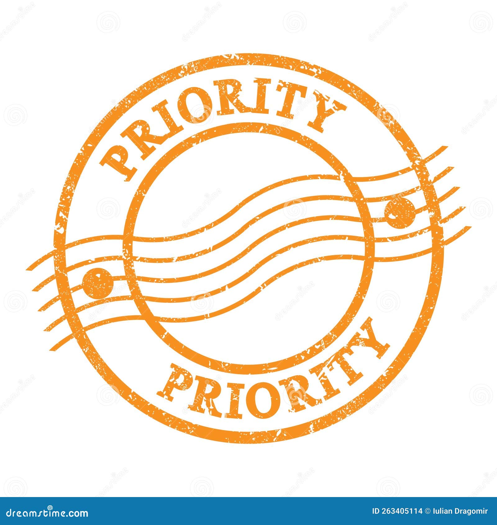 PRIORITY, Text Written on Orange Postal Stamp Stock Illustration ...