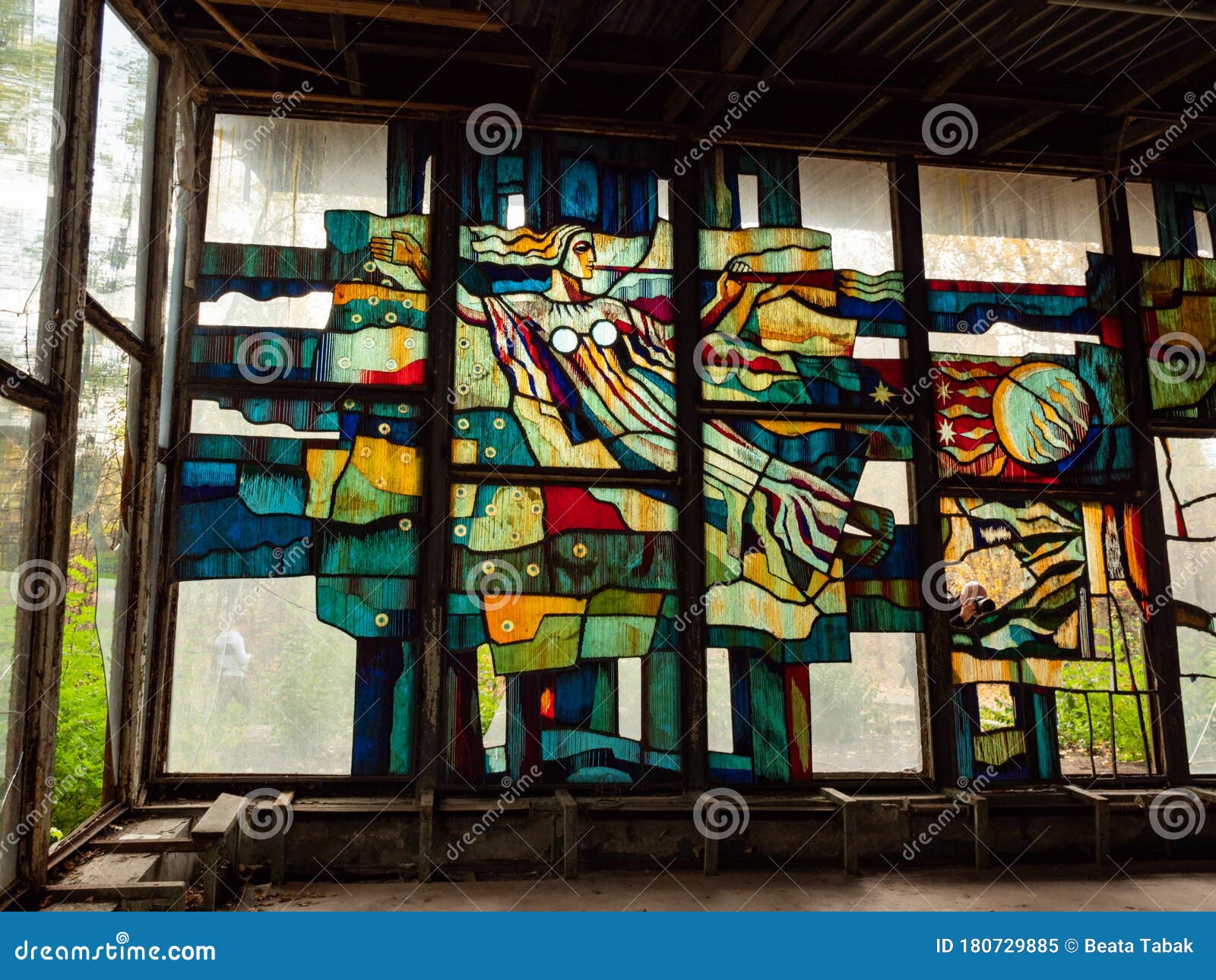 The Stained Glass Windows Of The Abandoned Cafe In Pripyat Editorial ...