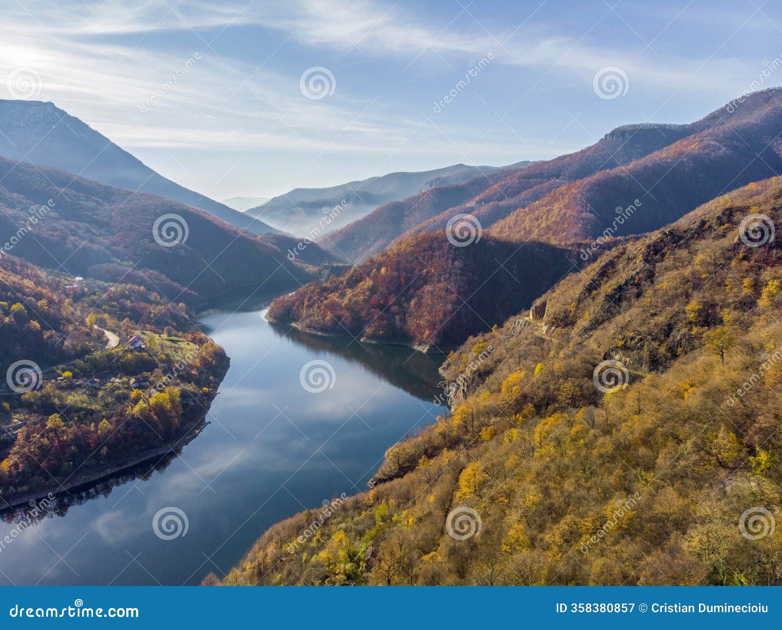 The Prisaca Reservoir on the Cerna River Valley, Romania Stock Image ...