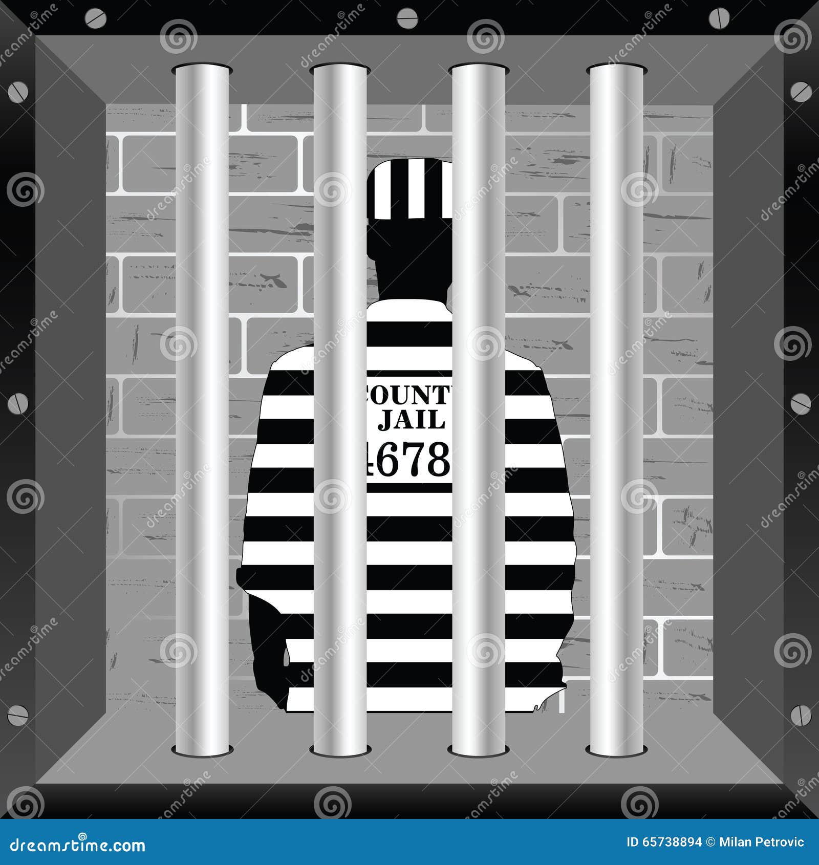 Prisioner In Cell Art Black Illustration Cartoon Vector | CartoonDealer ...