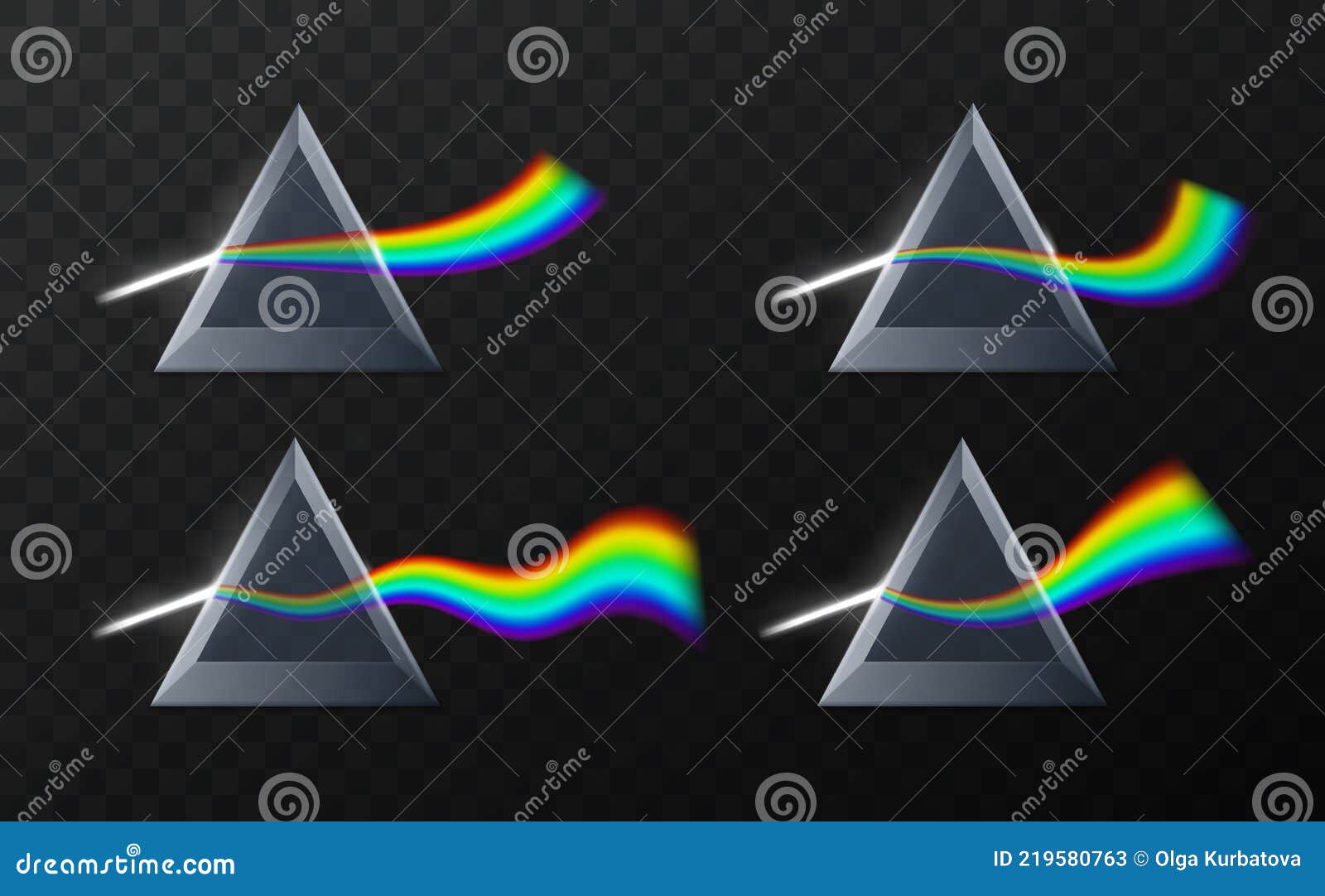Prism Rainbow Shapes. Realistic Physics Refraction, Triangular Pyramid ...