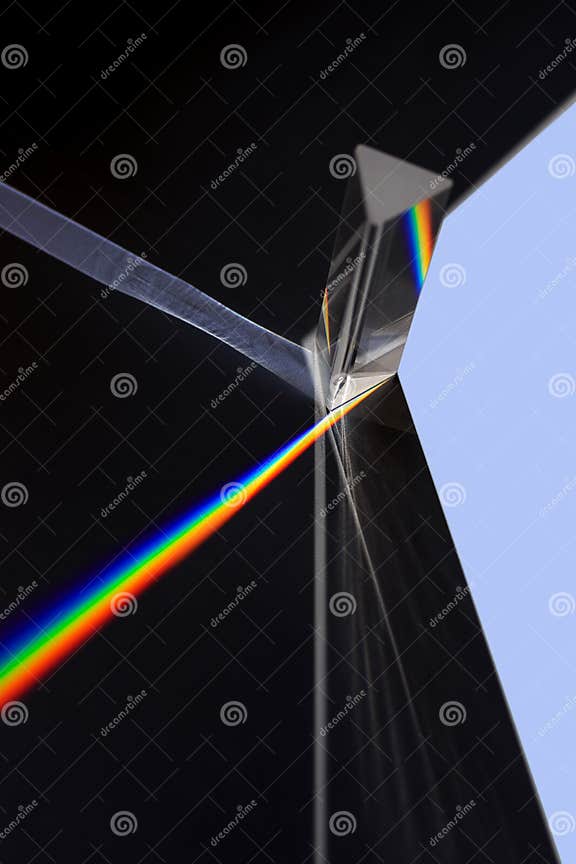 Prism Splitting White Light into a Spectrum on a Black Background Stock ...