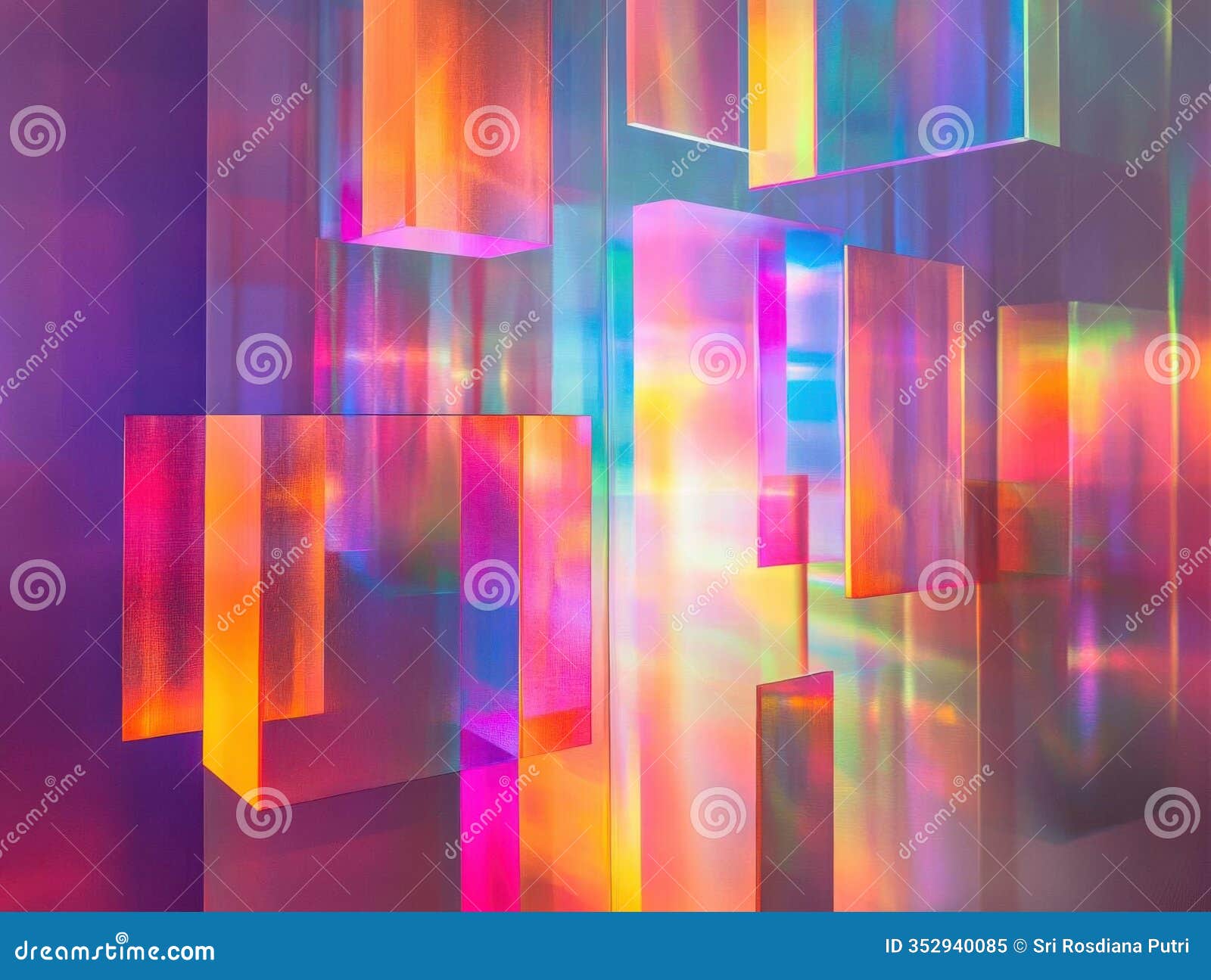 Prismatic Blocks: Abstract Light & Color Stock Illustration ...