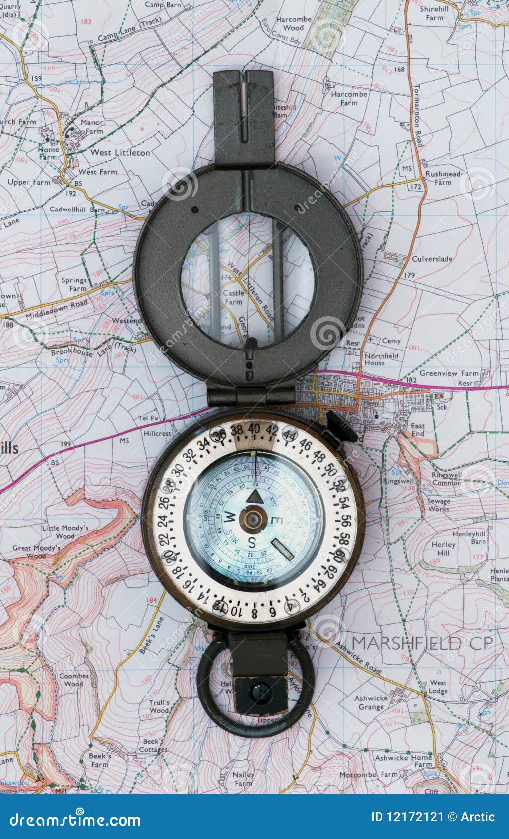 Prismatic Compass stock image. Image of military, prism - 12172121
