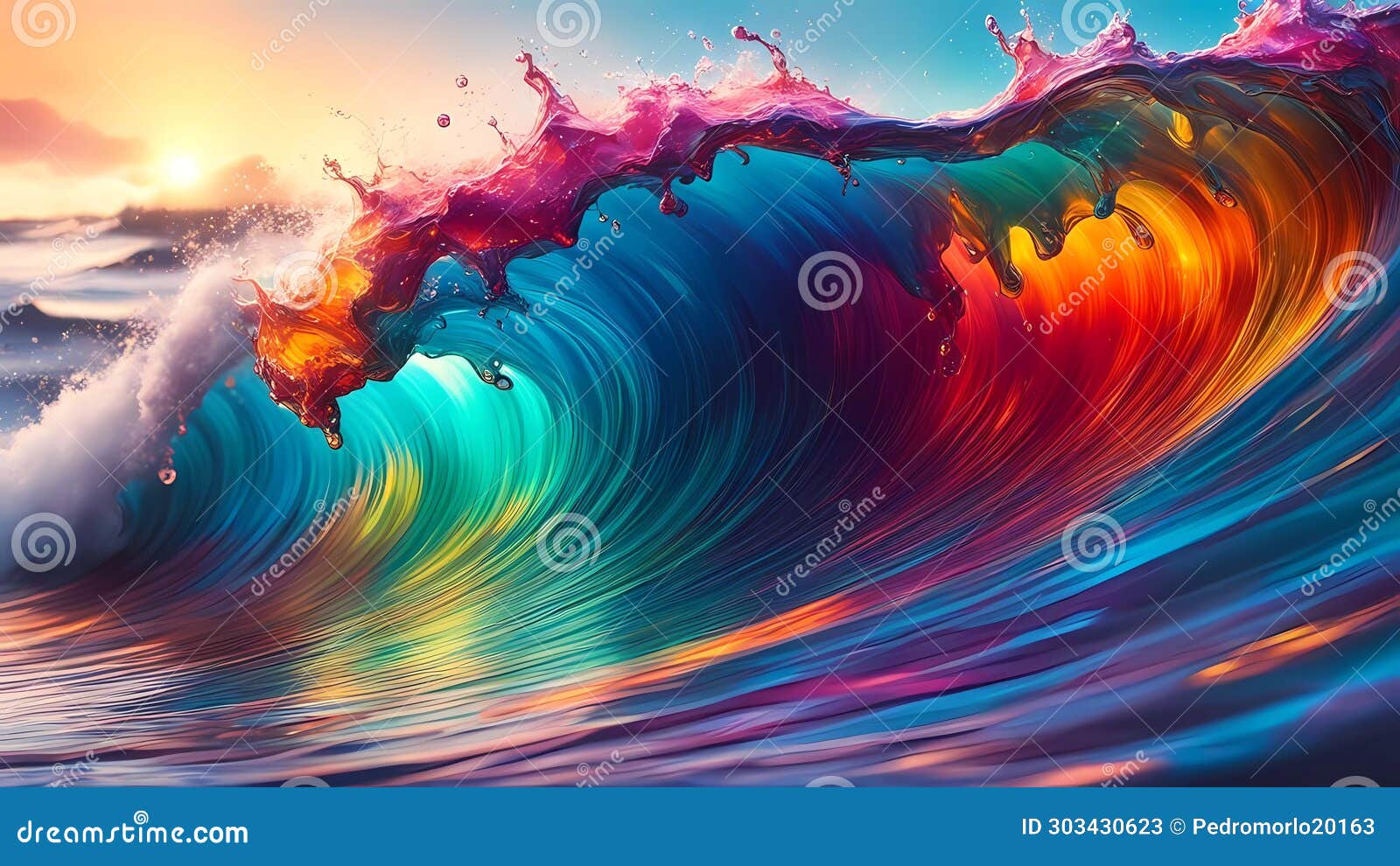 Prismatic Effect of Light Passing through a Wave Stock Illustration ...