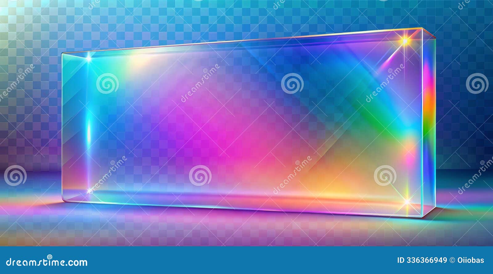 Prismatic Glass Cube on Checkered Background - a Vibrant Holographic ...