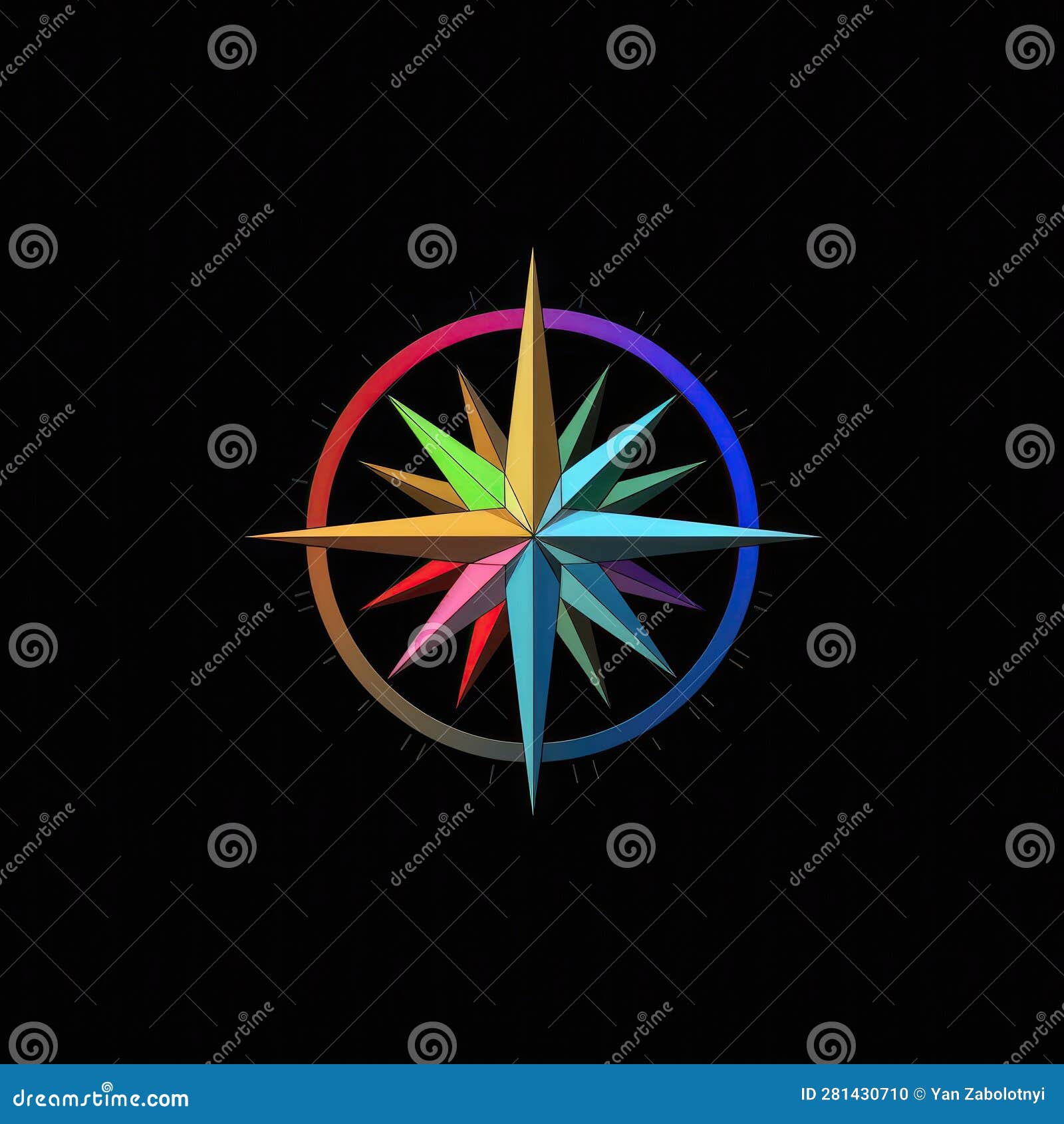 Prismatic Needle A Compass Icon With A Shimmering Needle In A Spectrum ...