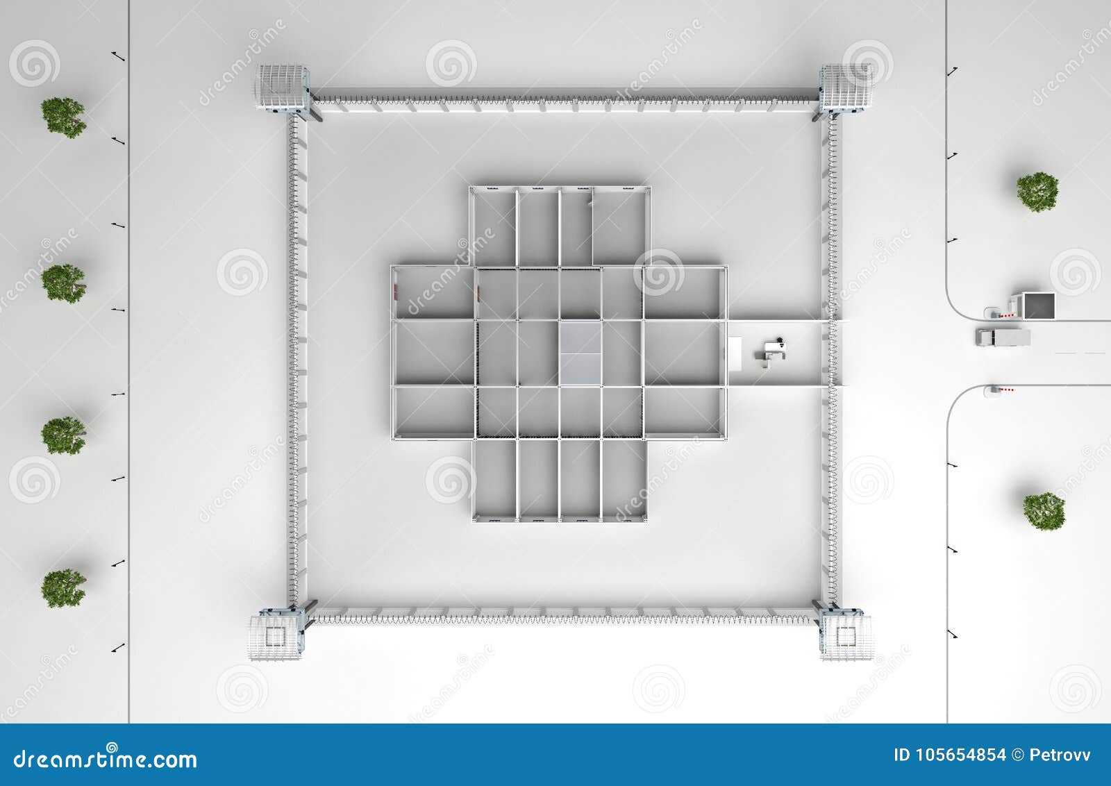 Prison area top view stock illustration. Illustration of ground - 105654854