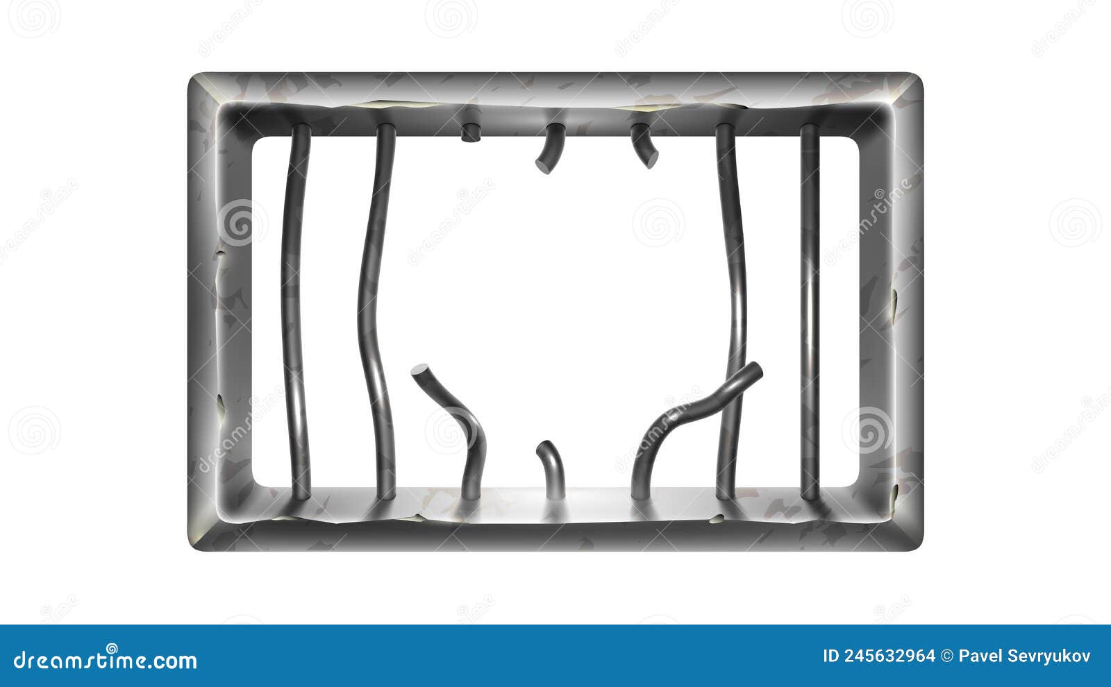 Prisoner Escaped From Prison. Bent Bars In Jail. 3D Rendered Illustration. Royalty-Free Stock ...