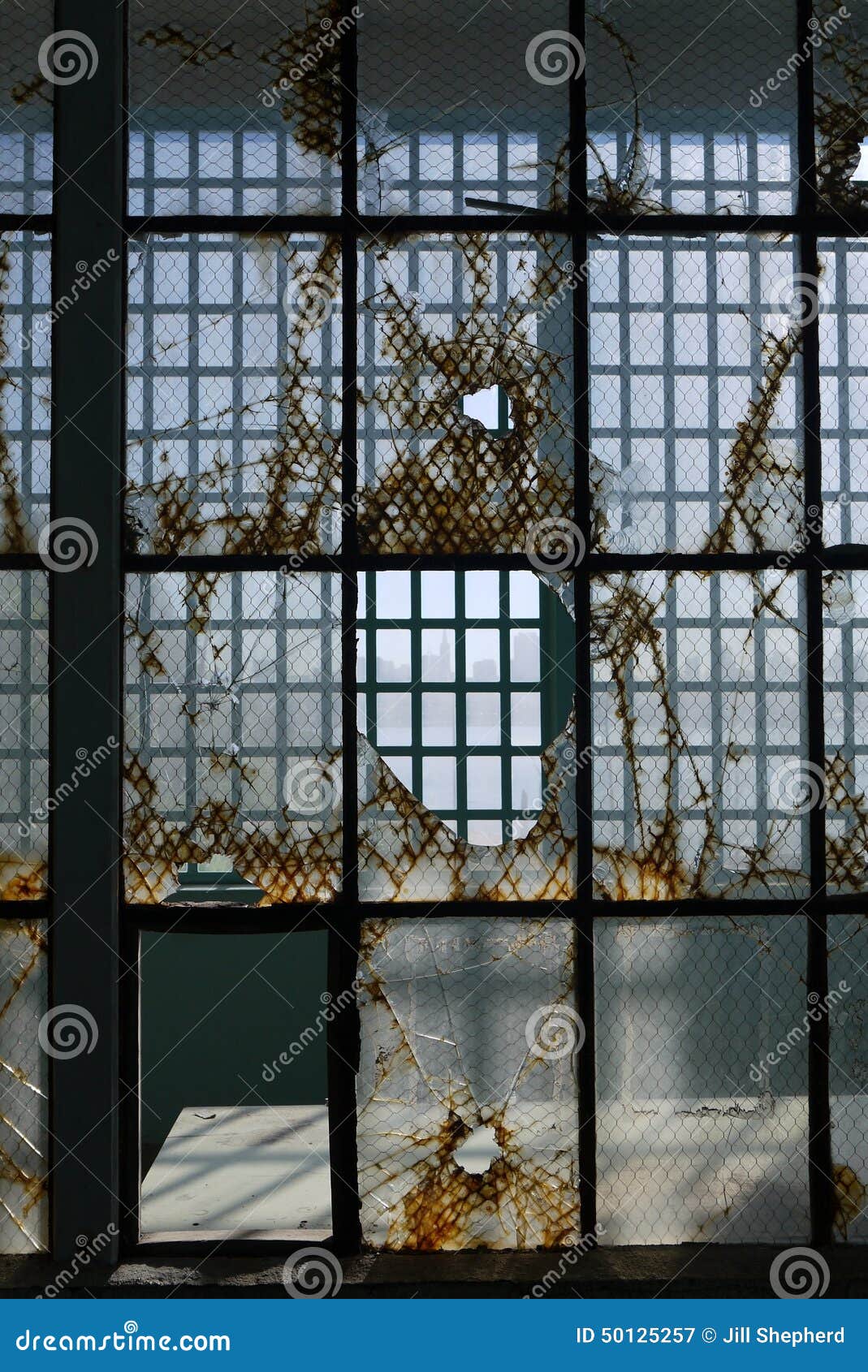 Prison: Broken Glass Steel Windows Stock Image - Image of incarceration ...