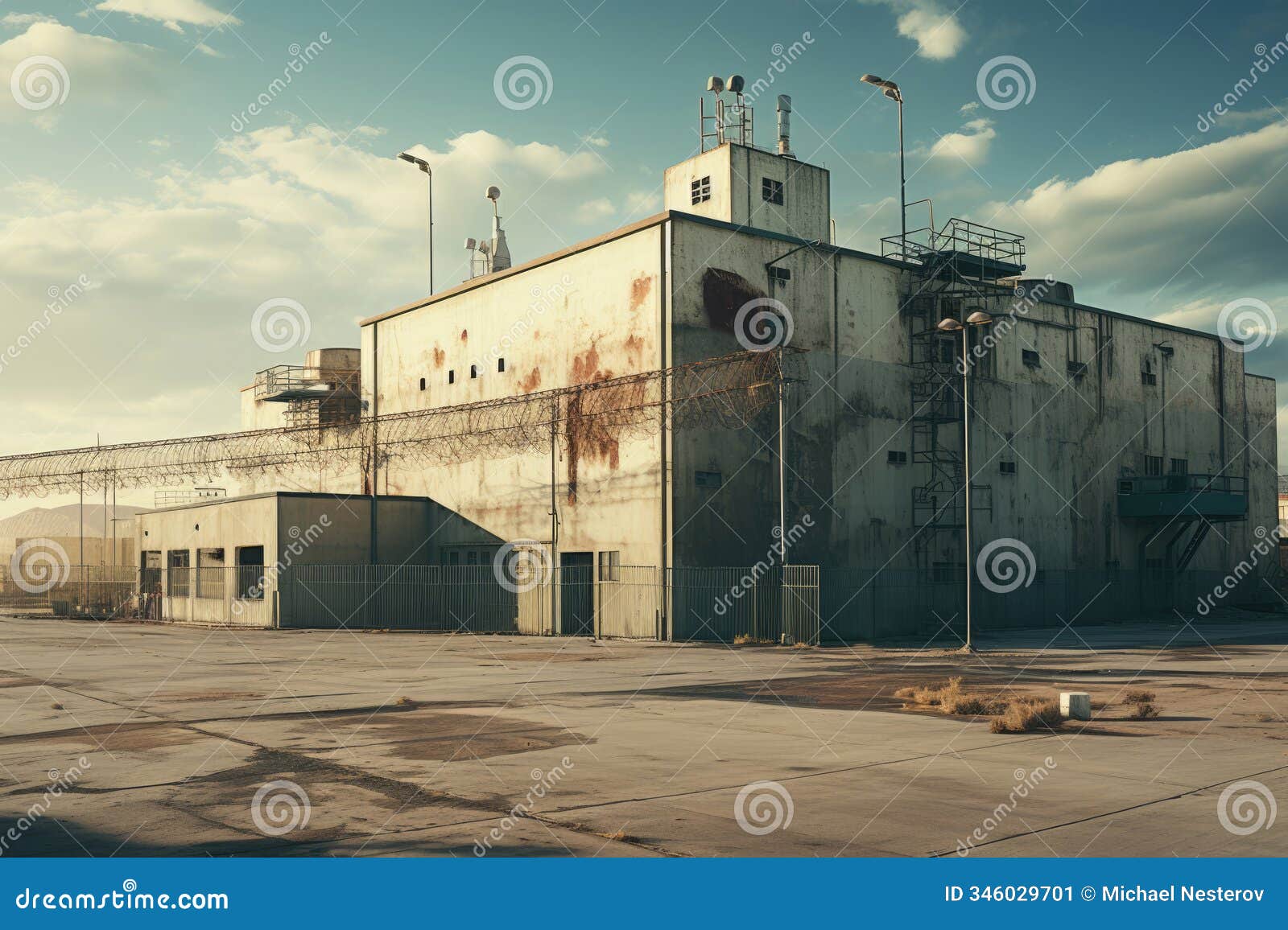 Prison Building Behind Barbed Wire, Criminal Justice Imprisonment ...
