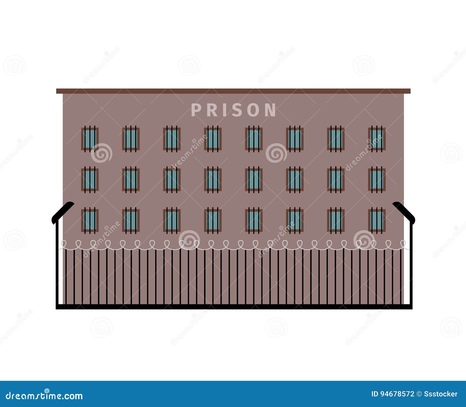 Prison building flat icon stock vector. Illustration of isolated - 94678572