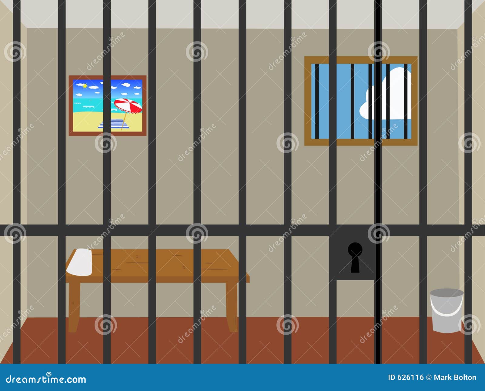 Cartoon Prison Cell Jail Cell Interior Stock Illustration.
