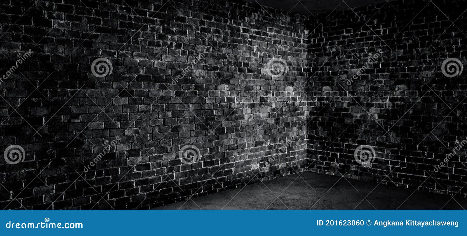 Studio Dark Room Brick Wall Grunge Texture Background. Stock Photo ...